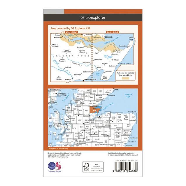 Ordnance Survey Explorer 438 Dornoch & Tain Map With Digital Version