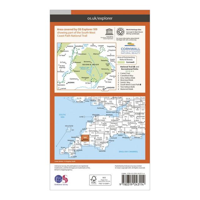 Ordnance Survey Explorer 109 Bodmin Moor Map With Digital Version