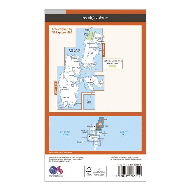 Ordnance Survey Explorer 470 Shetland – Unst, Yell & Fetlar Map With ...