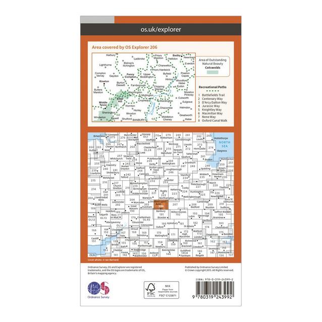 Ordnance Survey Explorer 206 Edge Hill & Fenny Compton Map With Digital ...