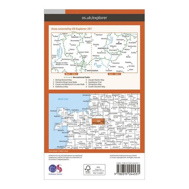 Ordnance Survey Explorer 257 Crewe & Nantwich Map With Digital Version