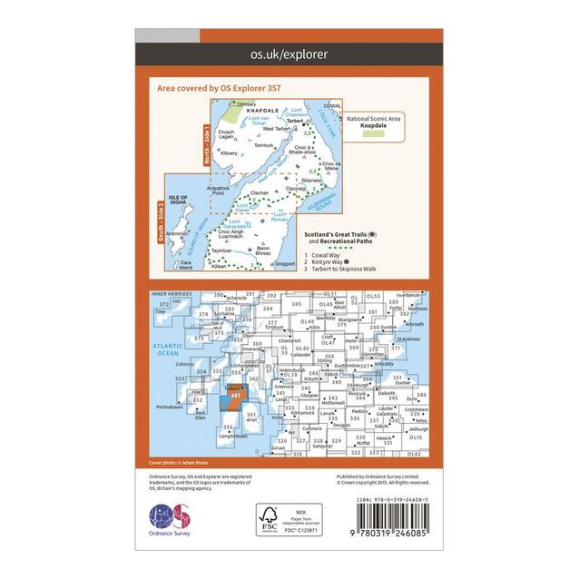Ordnance Survey Explorer 357 Kintyre North Map With Digital Version