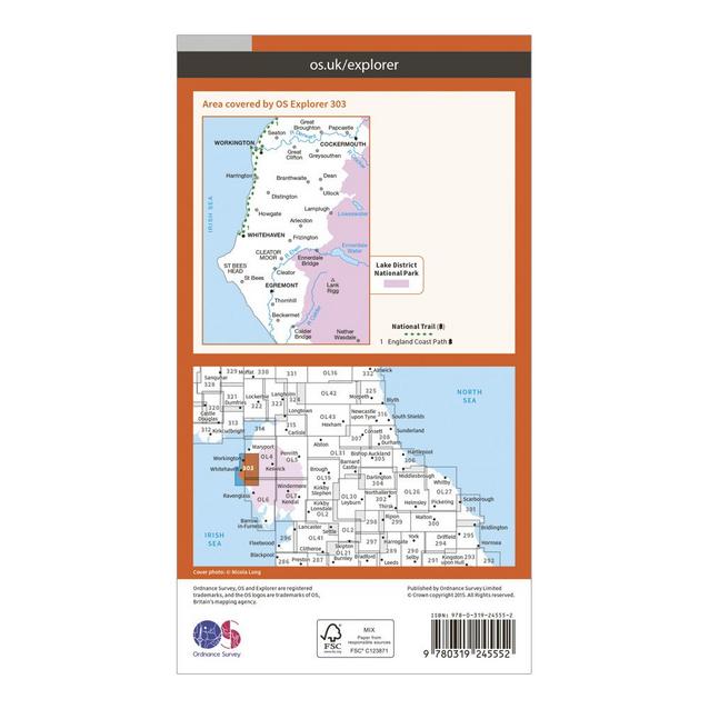 Ordnance Survey Explorer 303 Whitehaven & Workington Map With Digital ...