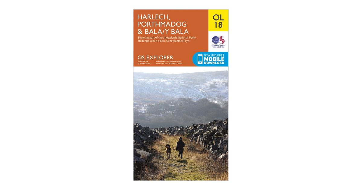 Ordnance Survey Explorer OL18 Harlech, Porthmadog & Bala Map With ...