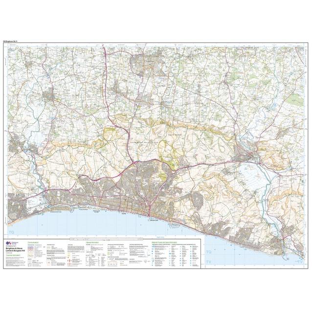 Ordnance Survey Explorer Active OL11 Brighton & Hove Map With Digital ...