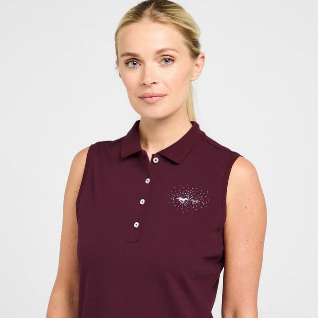HV Polo Womens Classic Sleeveless Polo Shirt Dark Berry | Naylors