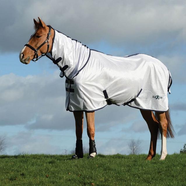 Saxon Mesh Combo Neck Fly Rug White/Navy | Naylors