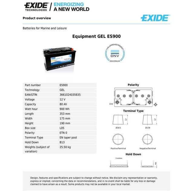 Exide Equipment Gel - Superior Battery - ES900 | GO Outdoors