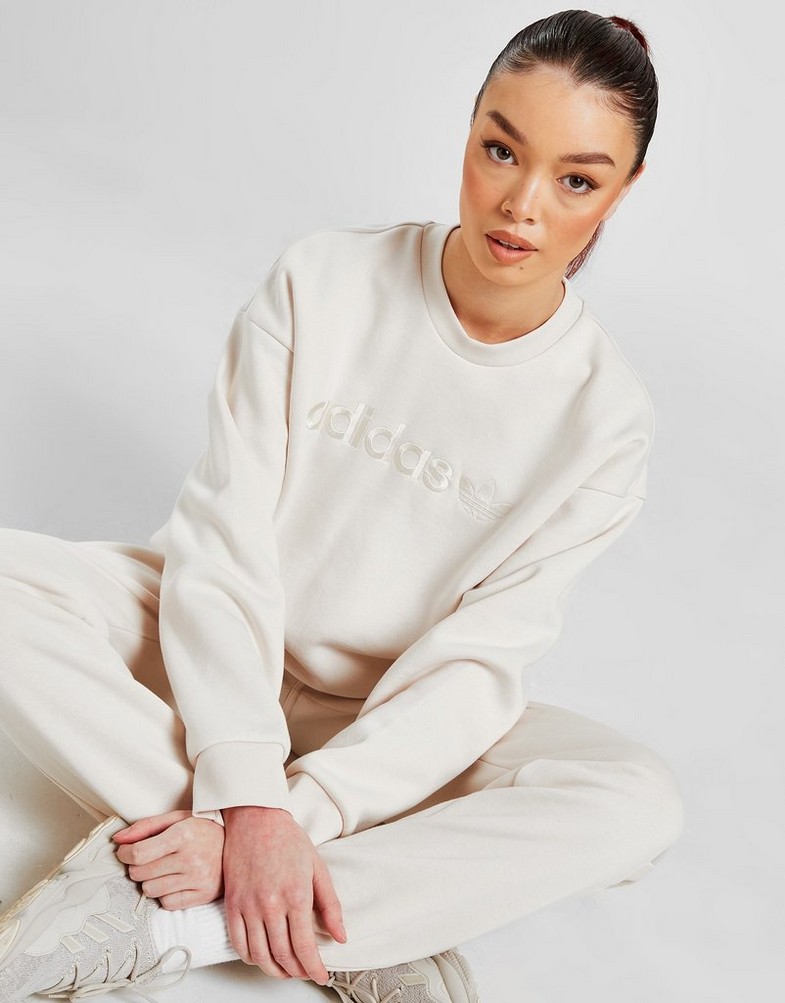 ADIDAS BLUZA EMB CREW W'WHT HY8731 | kolor Beżowy Damskie Ubrania w JD ...