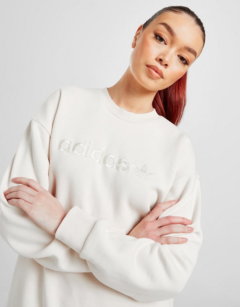 ADIDAS BLUZA EMB CREW W'WHT HY8731 | kolor Beżowy Damskie Ubrania w JD ...