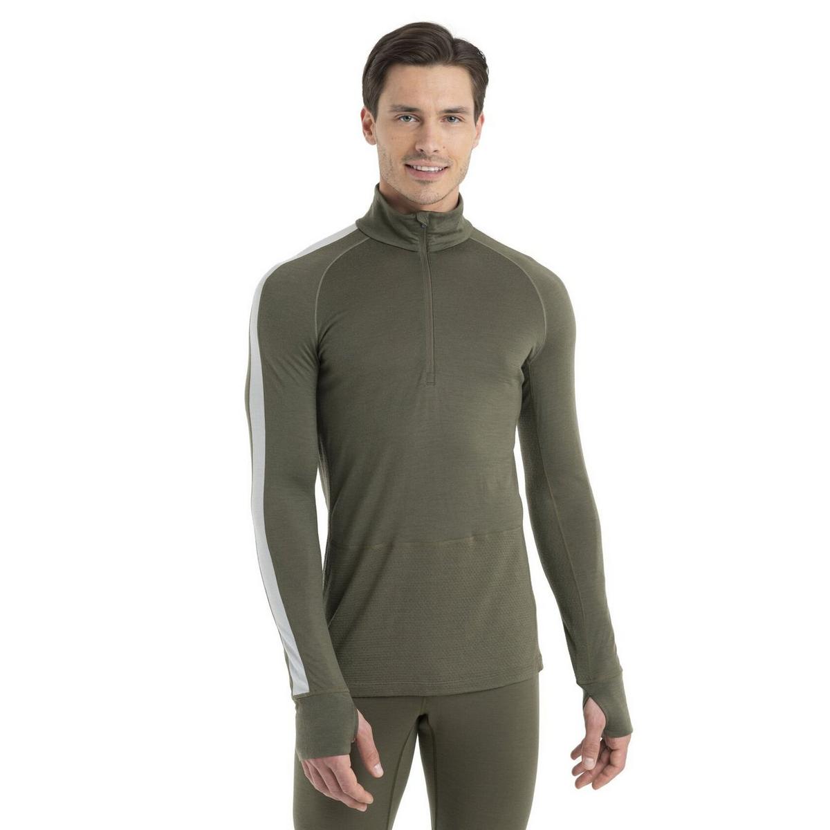 Icebreaker Men's 200 ZoneKnit Merino LS 1/2 Zip Thermal Top - Green ...