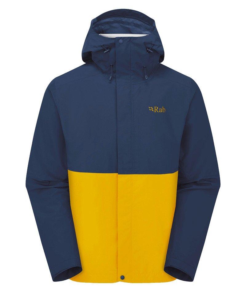 Rab Men's Downpour Waterproof Jacket - Navy / Yellow | Tiso