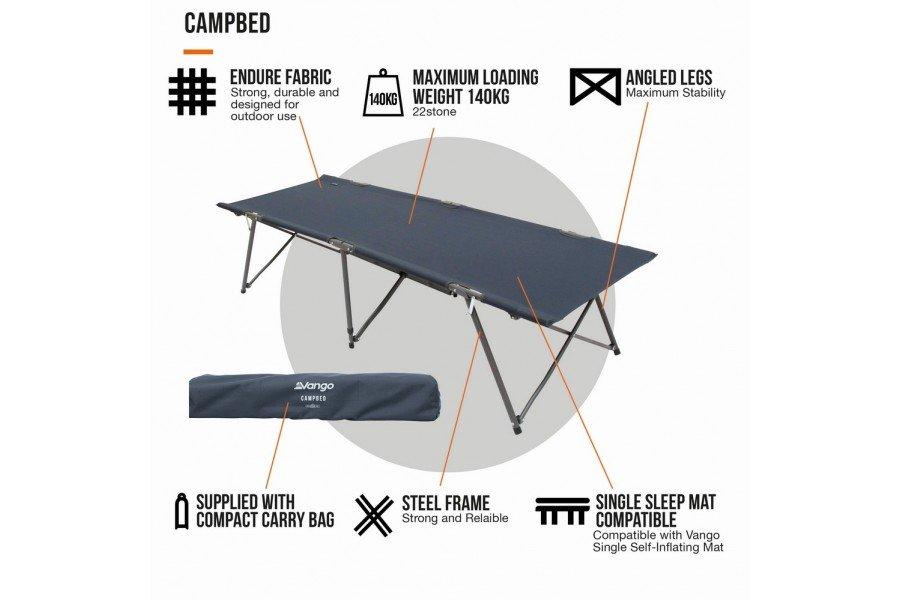 Vango Folding Campbed Granite Grey | Camping | George Fisher UK