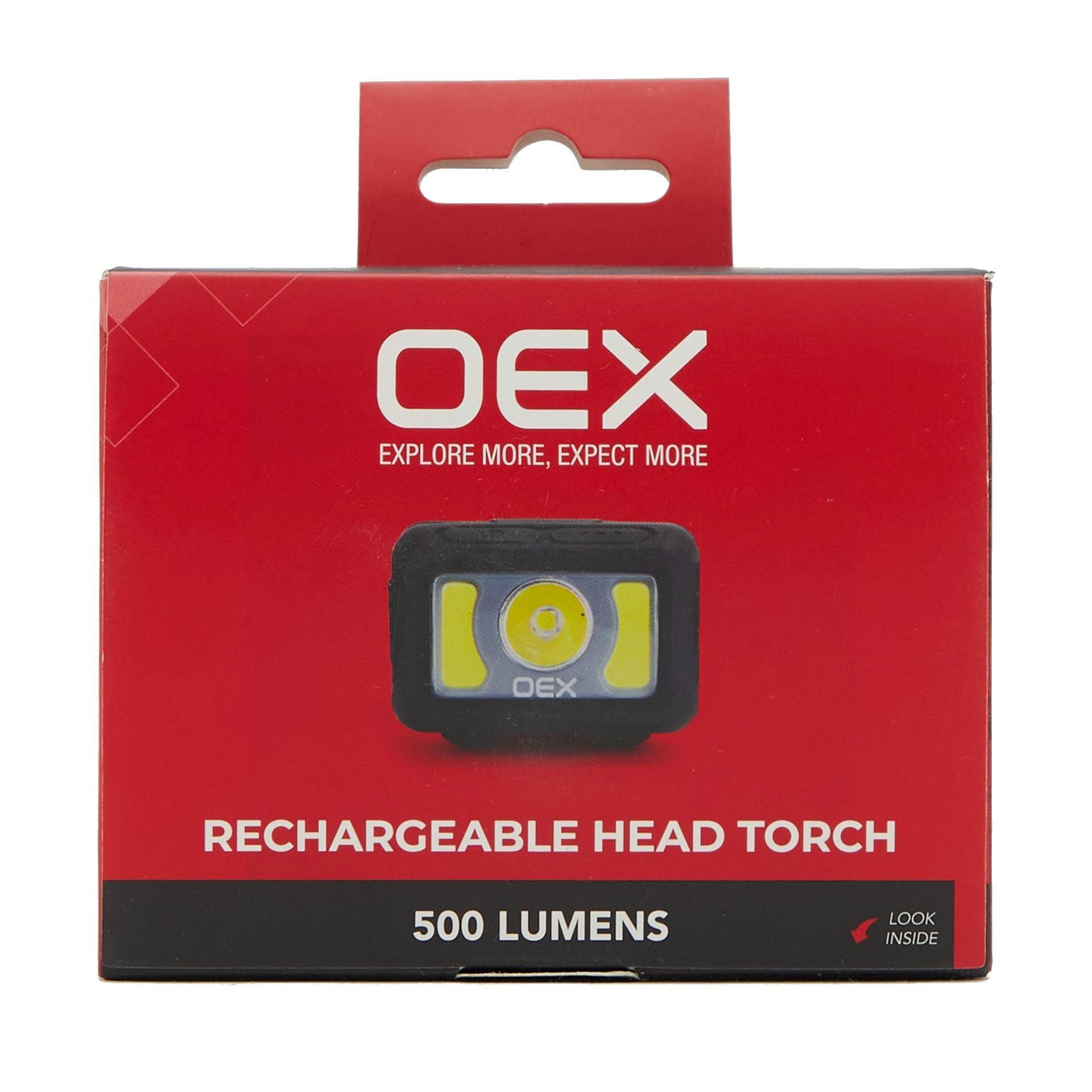 OEX 500L Rechargeable LED Head Torch - Black | Tiso