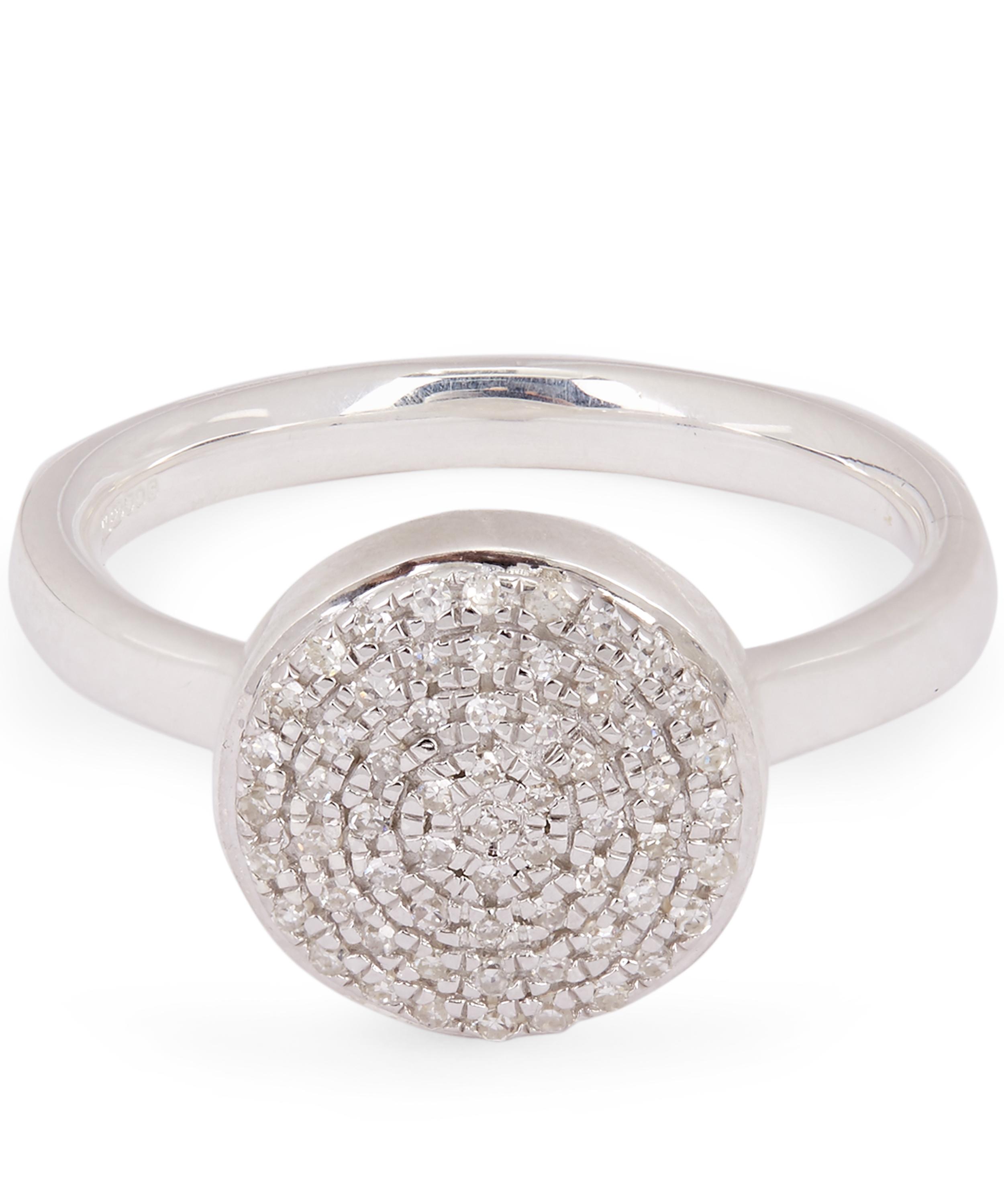 Monica Vinader Silver Fiji Diamond Button Ring In White | ModeSens