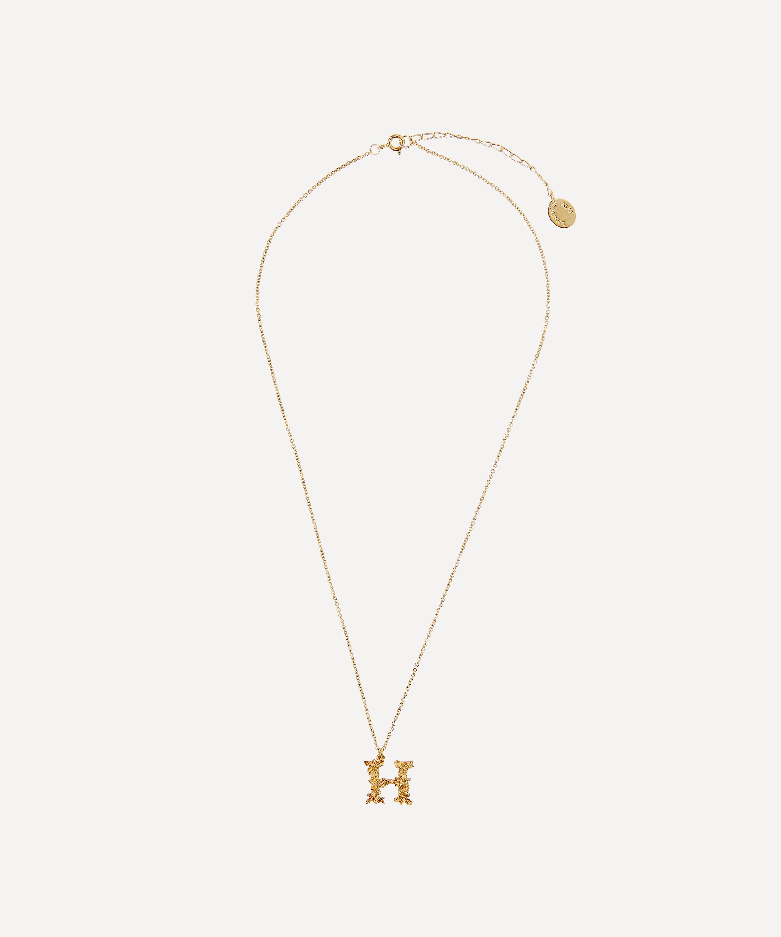 Gold-Plated Floral Letter H Alphabet Necklace | Liberty London
