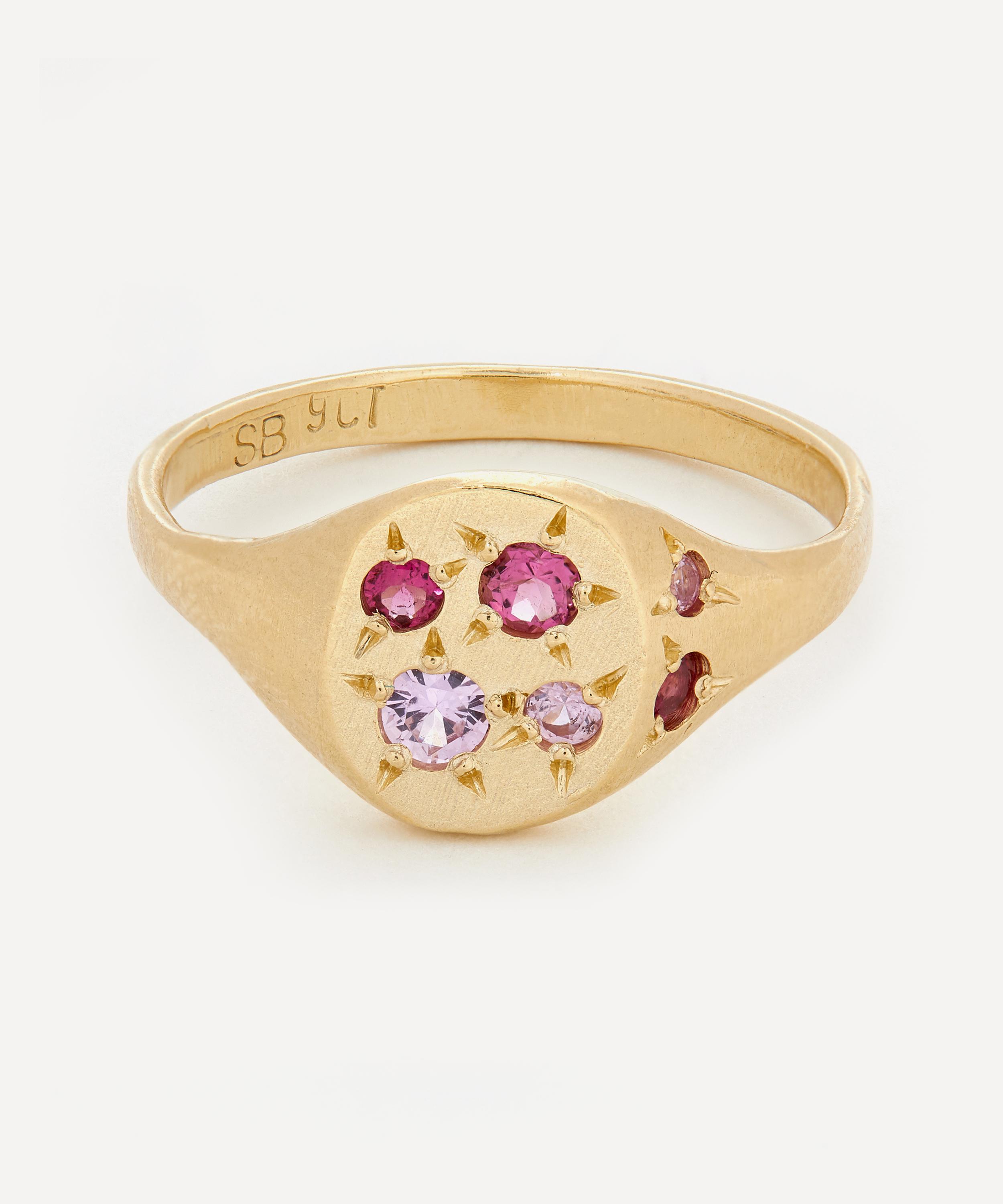 Seb Brown 9ct Gold Neapolitan Pink Multi-stone Signet Ring | ModeSens