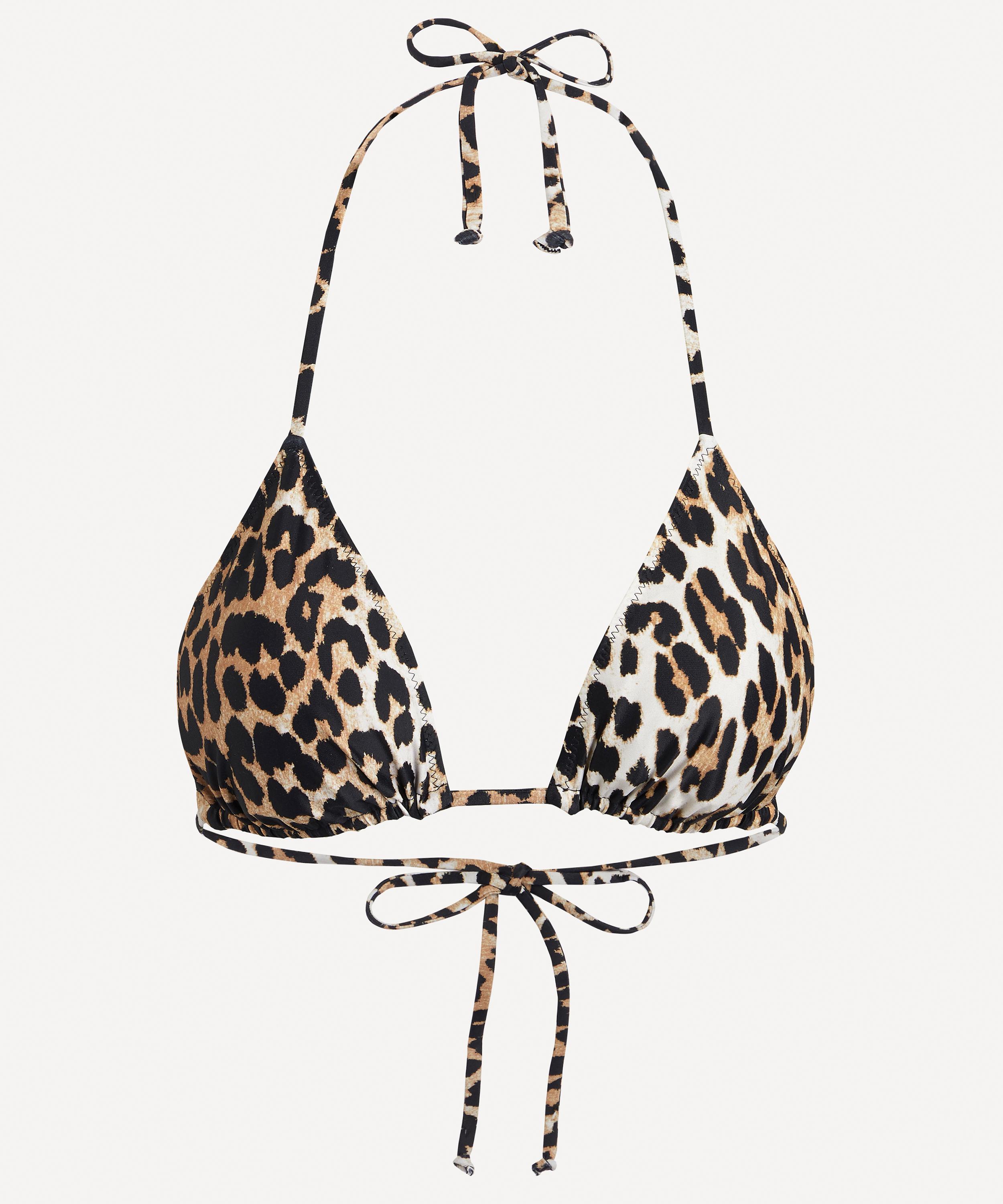 Ganni Leopard Print String Bikini Top Modesens