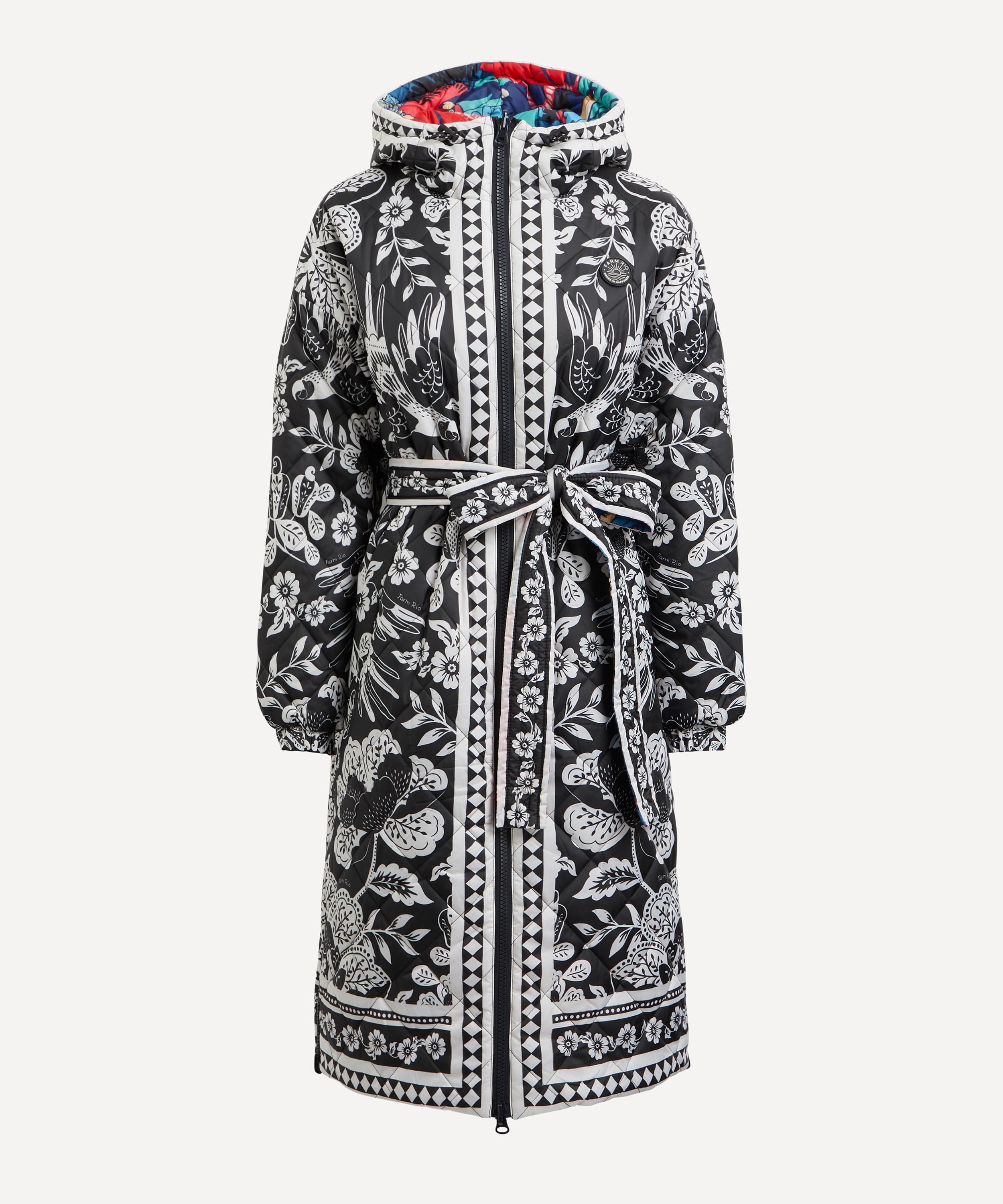 Farm Rio Graphic Floral Reversible Puffer Jacket In Multi | ModeSens