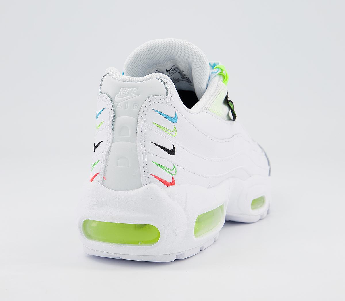 Nike Air Max 95 Trainers White White Volt Blue Fury Black - Hers trainers