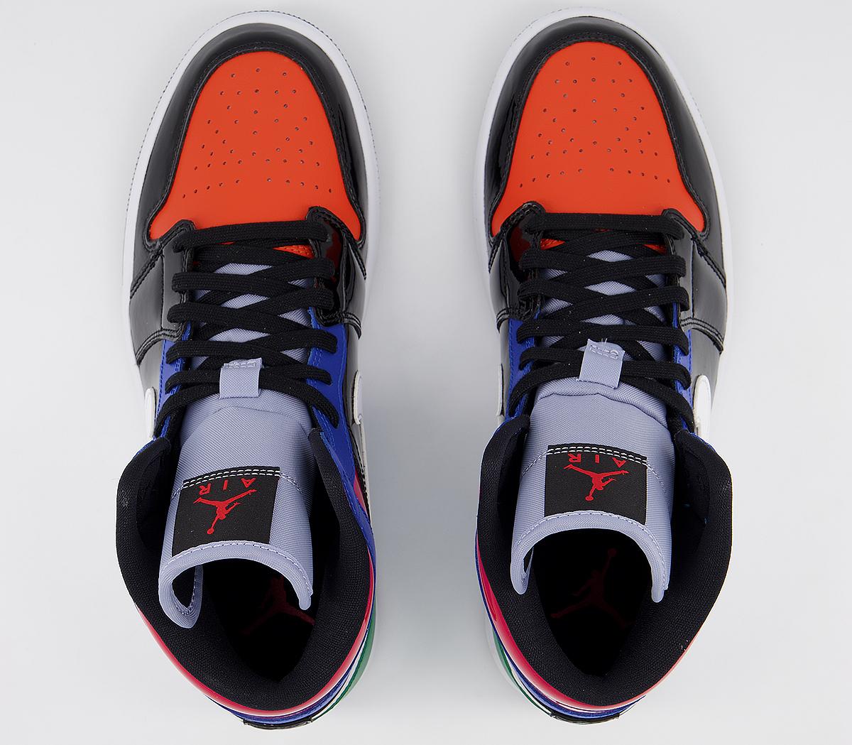 Jordan Air Jordan 1 Mid Trainers Black University Red Hyper Royal Pine ...