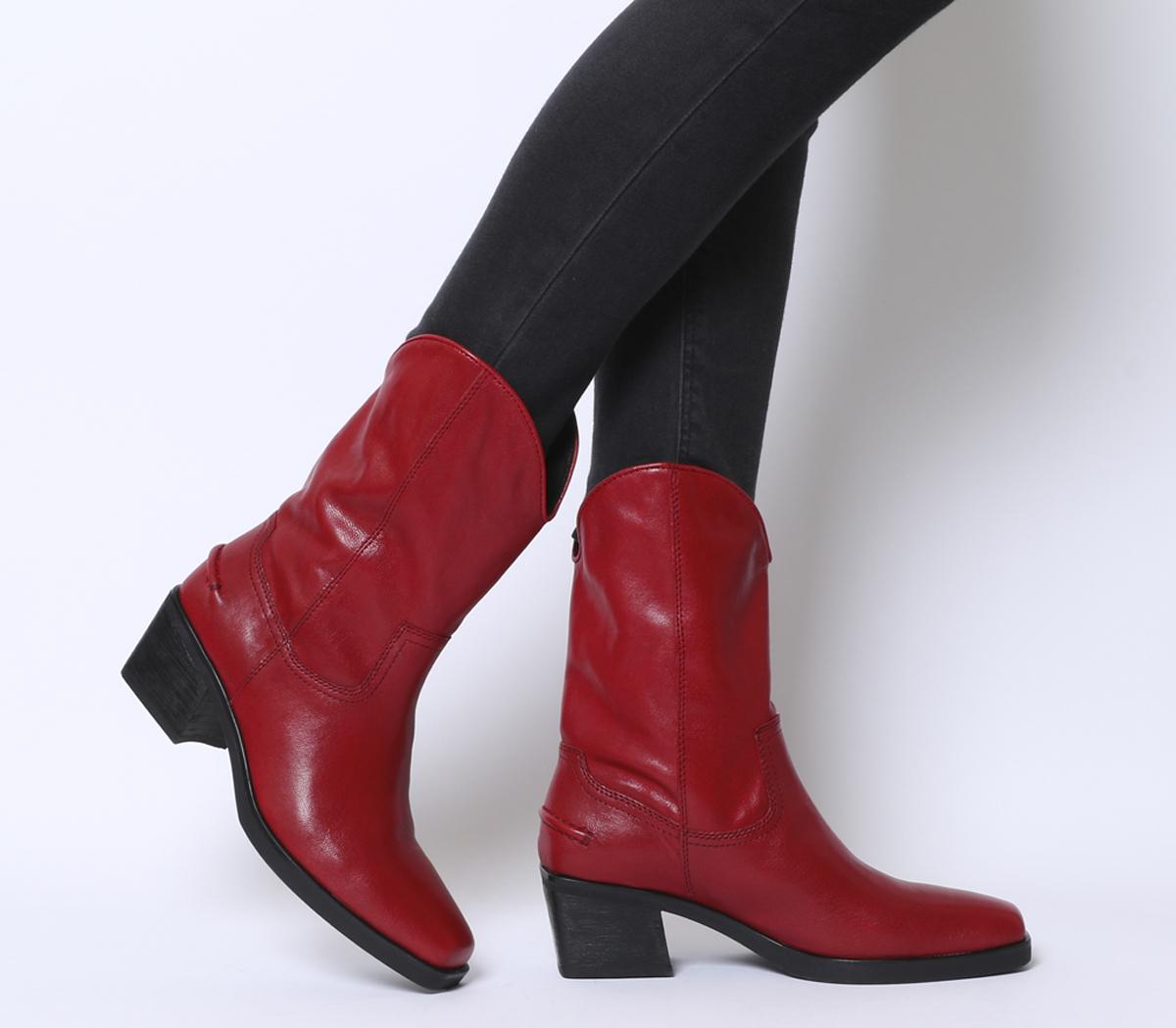 Vagabond Shoemakers Simone Cowboy Boots Red - Ankle Boots