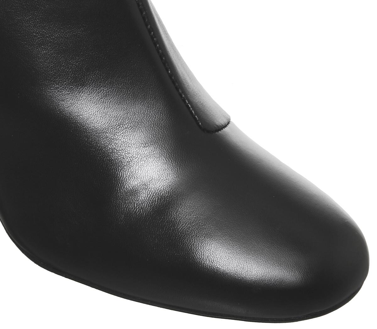 Office Amoretti Black Heel Boots Black Leather - Ankle Boots
