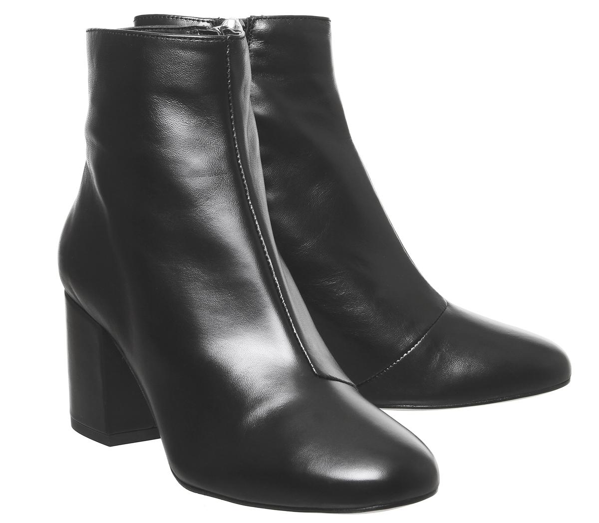 Office Amoretti Black Heel Boots Black Leather - Ankle Boots