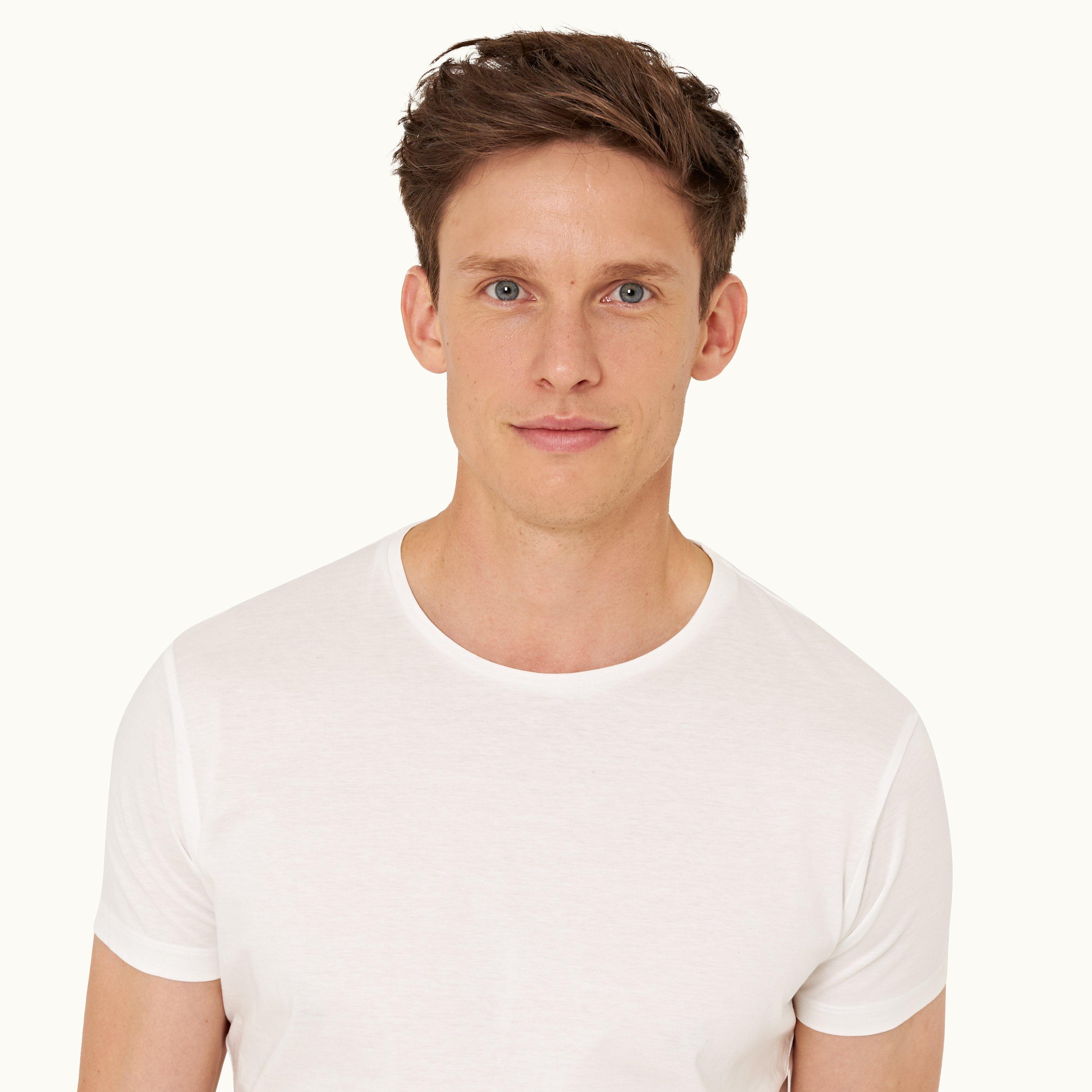 Ob-T - White Tailored Fit Crew Neck Cotton T-Shirt | Orlebar Brown