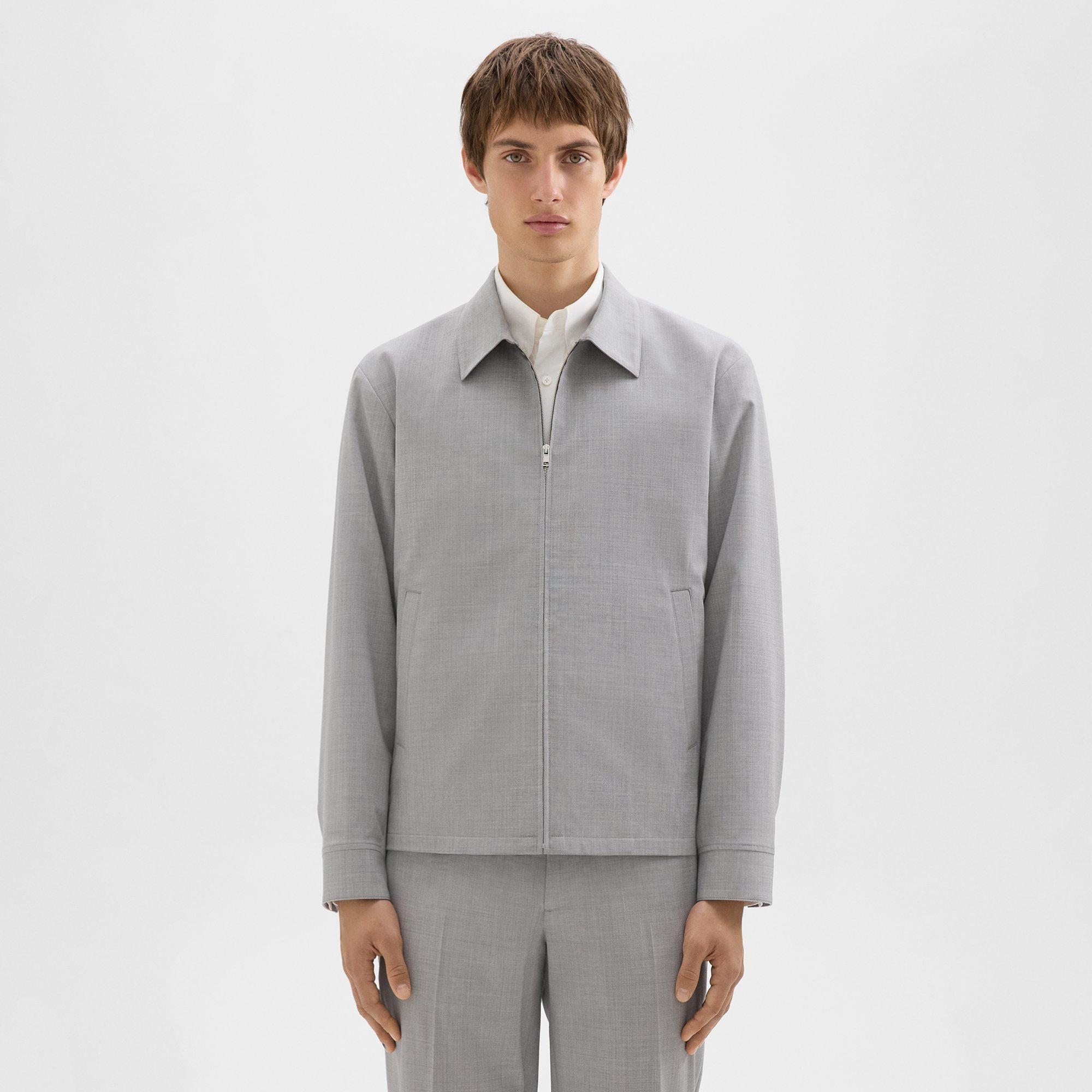 Theory Tir Bomber Jacket In Stretch Wool In Dark Charcoal | ModeSens