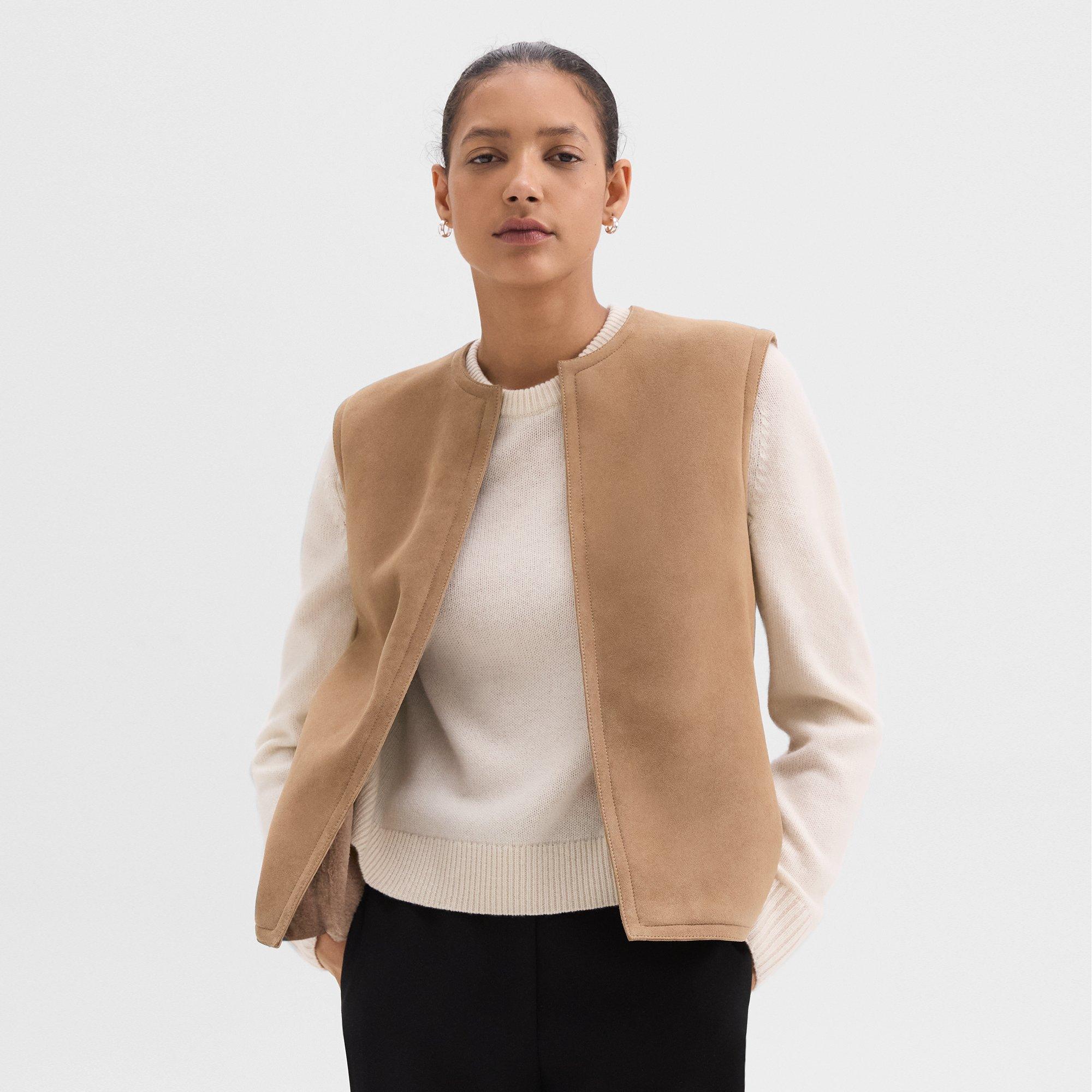 Theory Relaxed Vest In Shearling In Dark Palomino | ModeSens