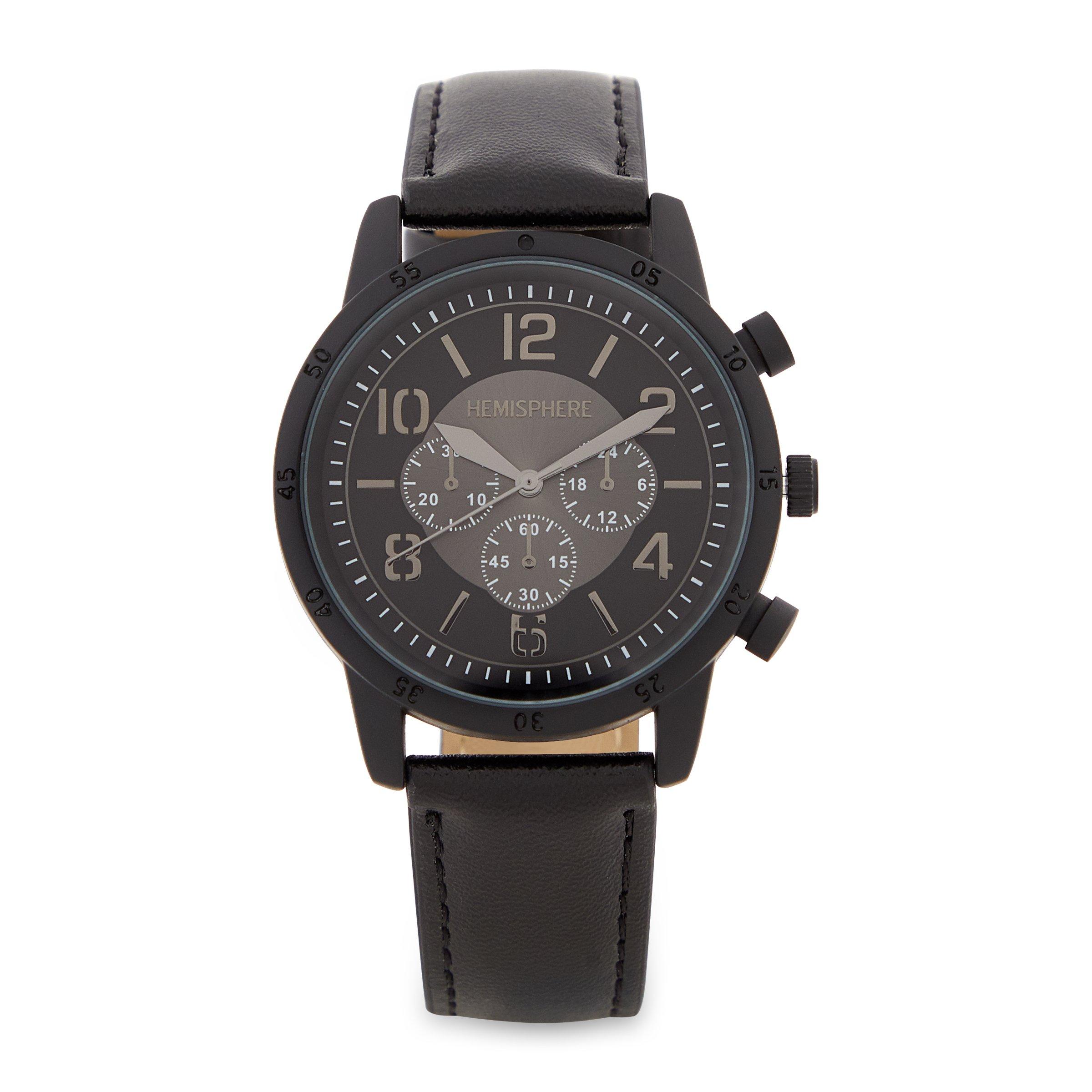 Black Cutout Dial Detail PU Watch (3074637) | Hemisphere