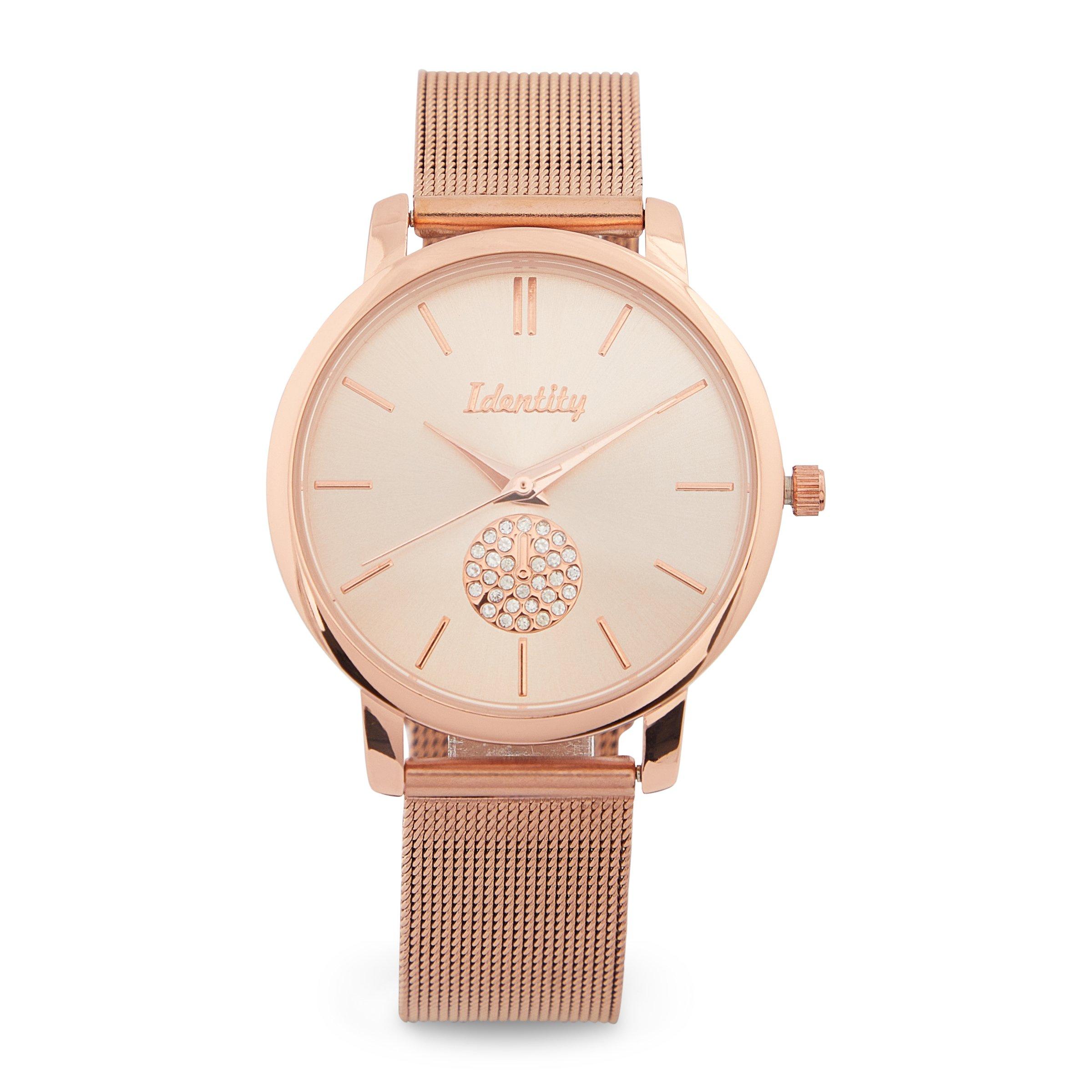 Rose Gold Diamante Mesh Strap Watch (3088880) | Identity