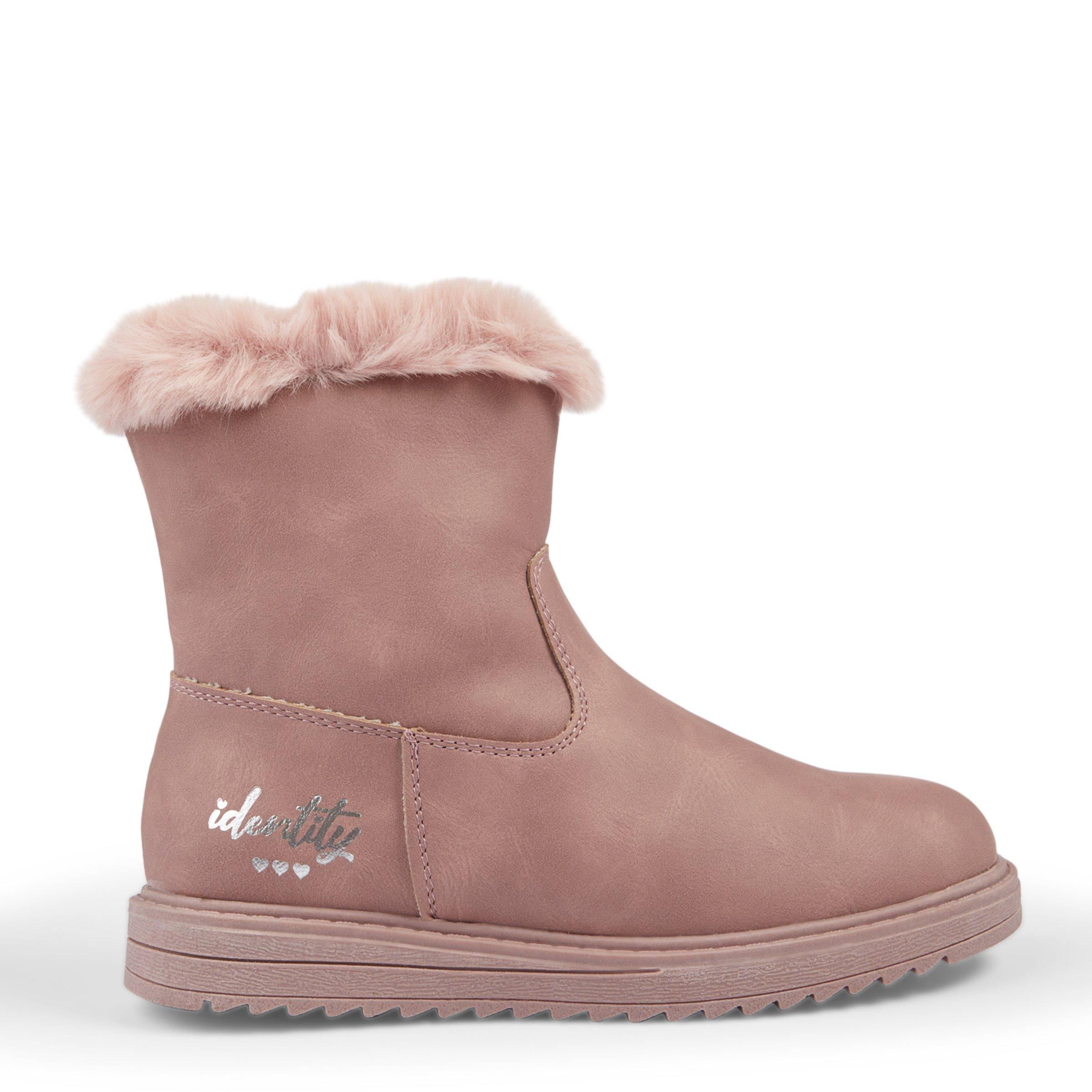 Girls Pink Faux Fur Trimmed Boots (3092009) | Identity