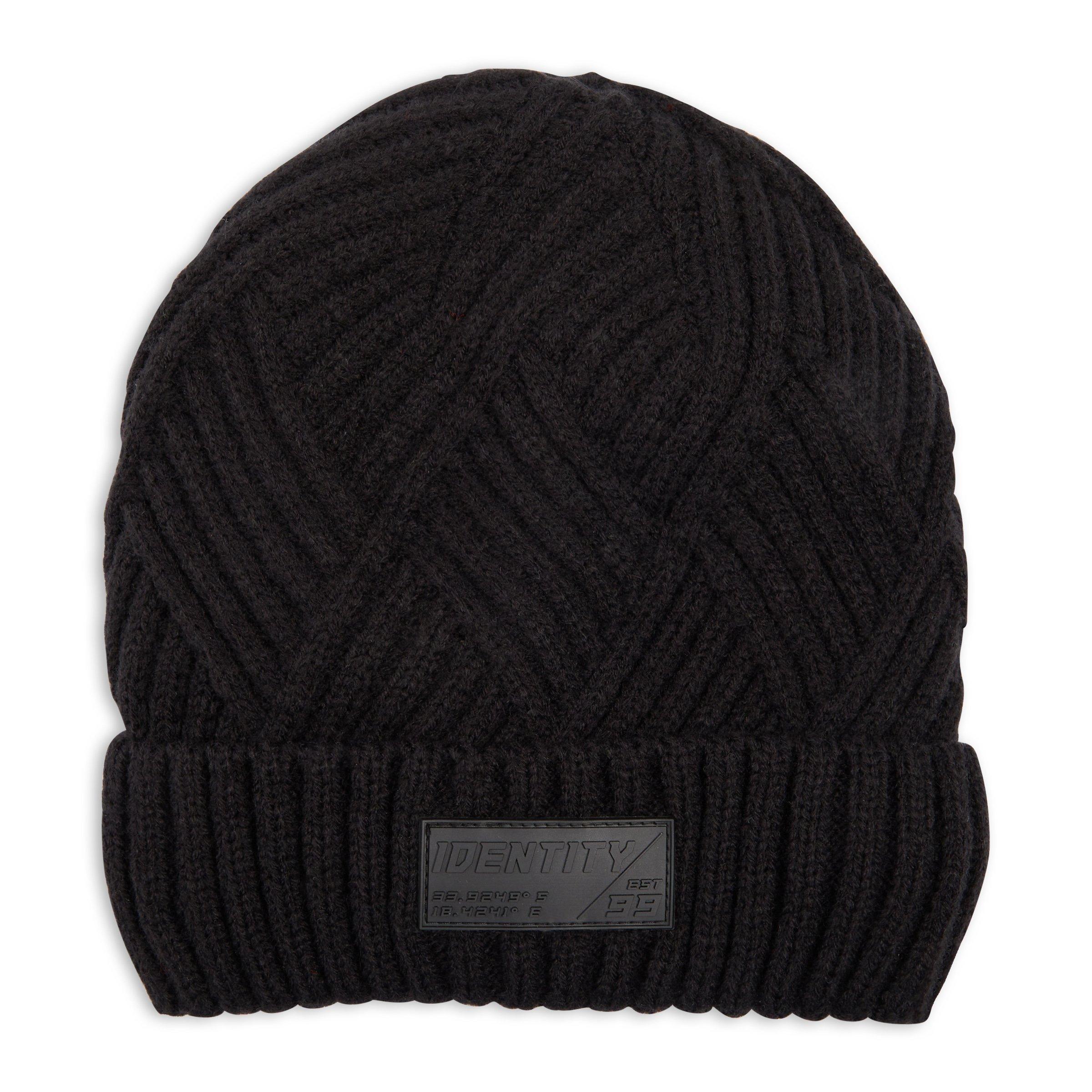 Black Textured Beanie (3095631) | Identity