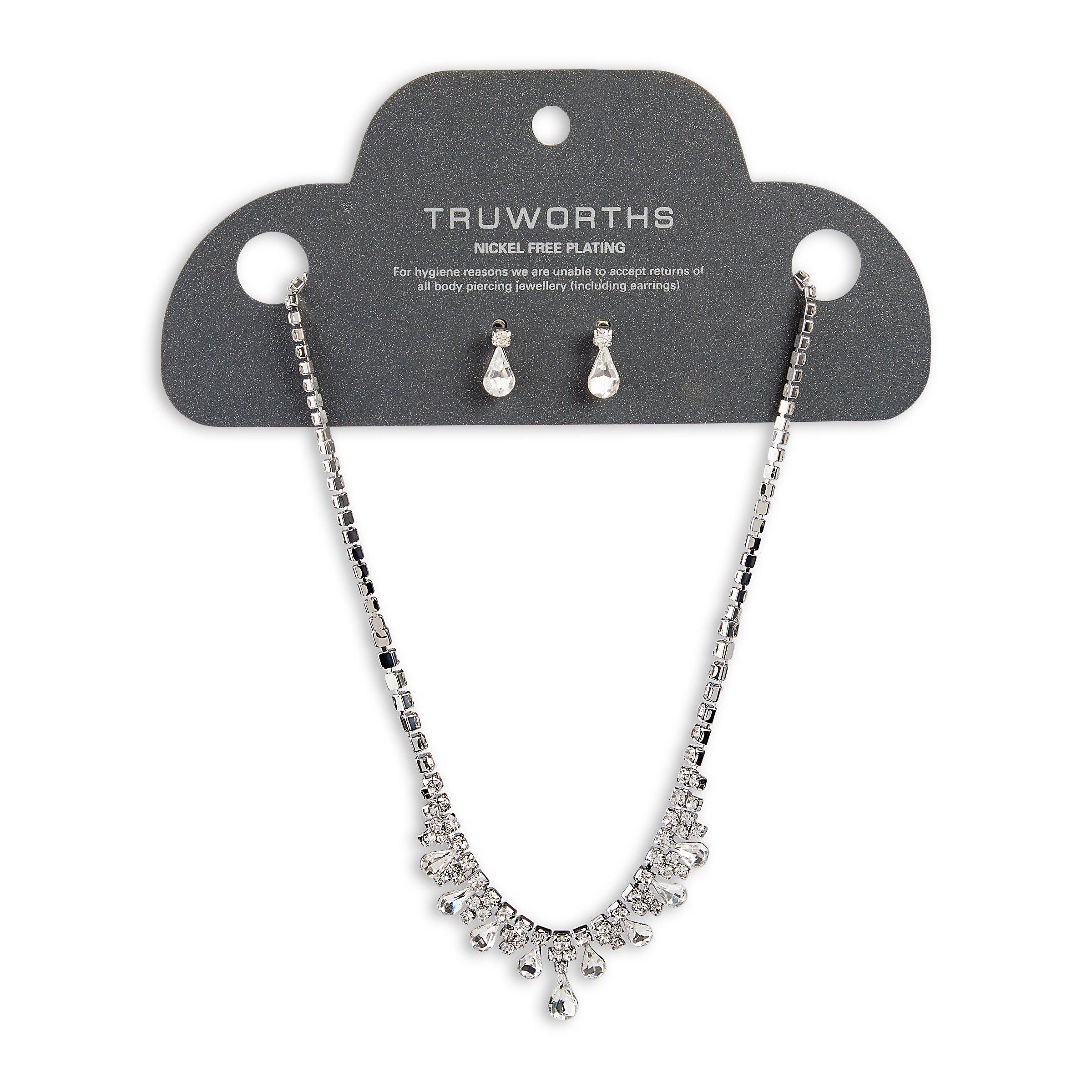 Clear Bib Necklace & Earrings (3095688) | Truworths