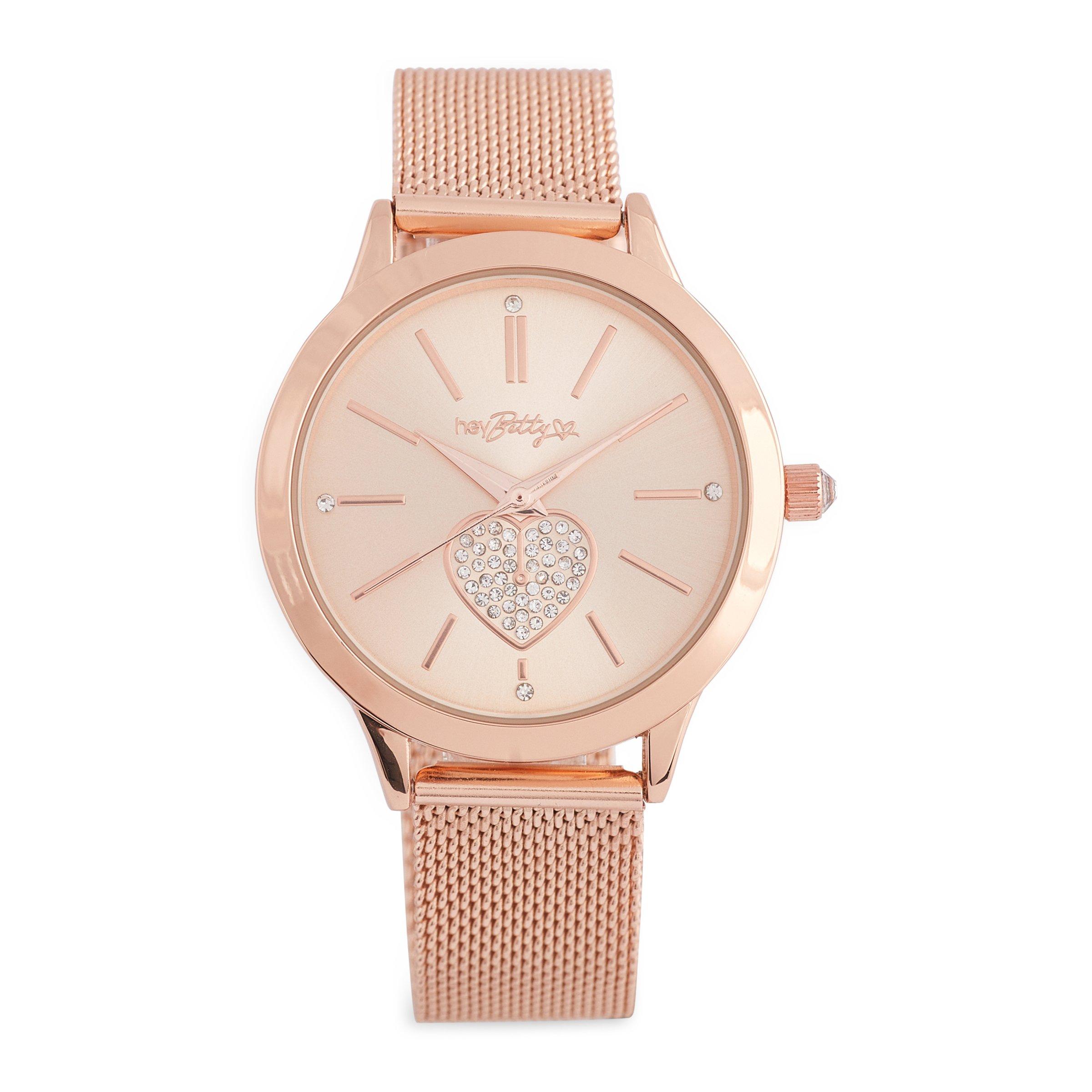 Rose Mesh Heart Mini Dial Watch (3097567) | Hey Betty