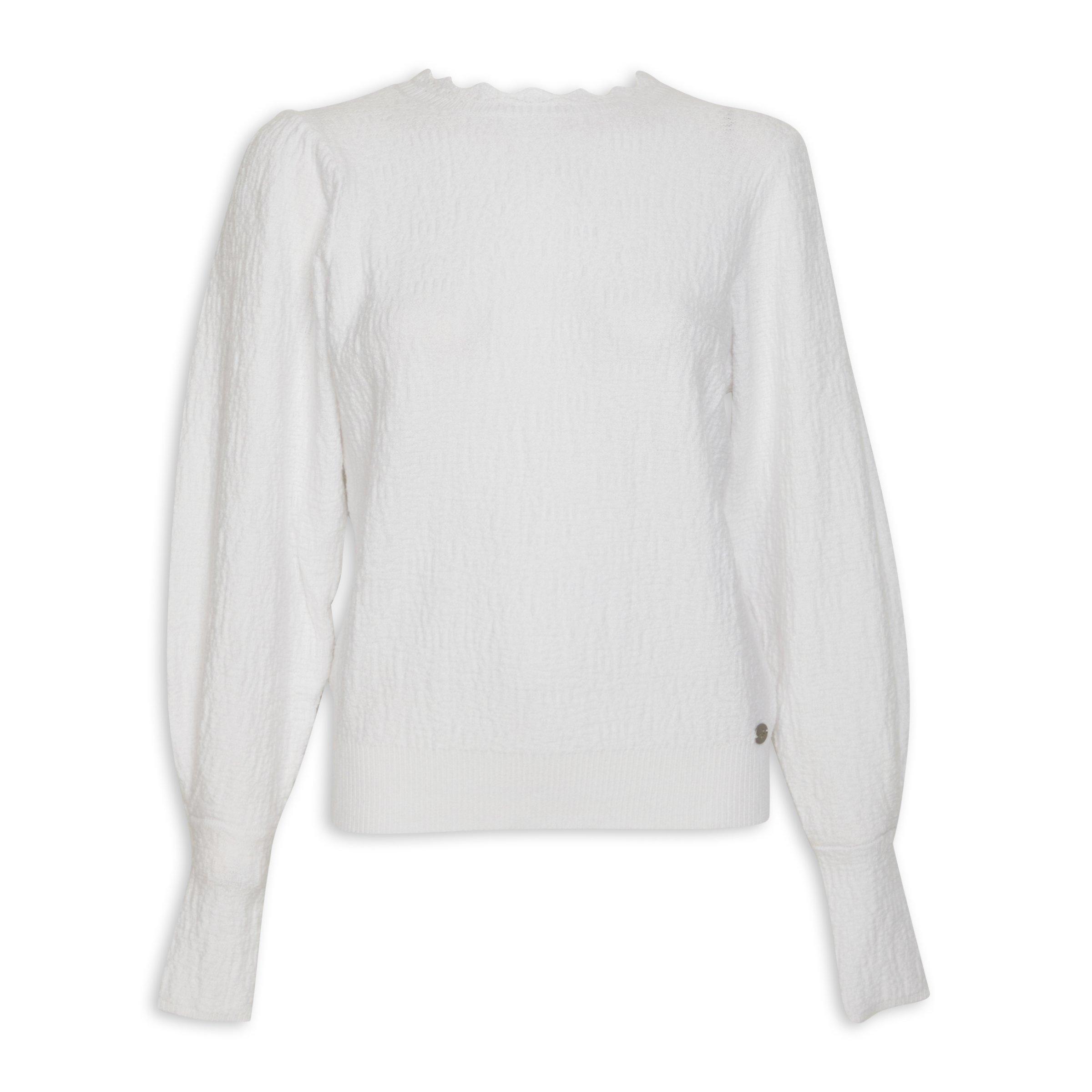 White Textured Knit Top (3102212) | TRS