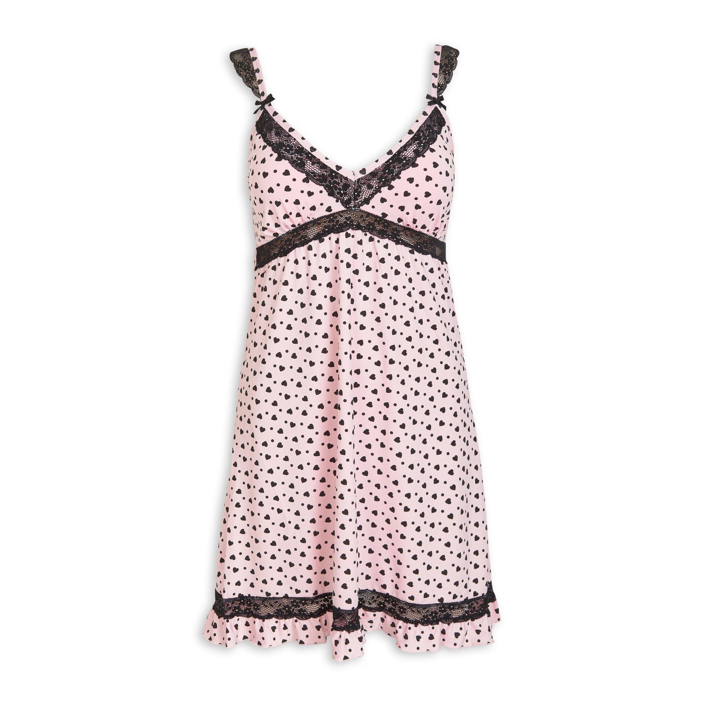 Pink Heart Print Night Dress (3102399) | Identity