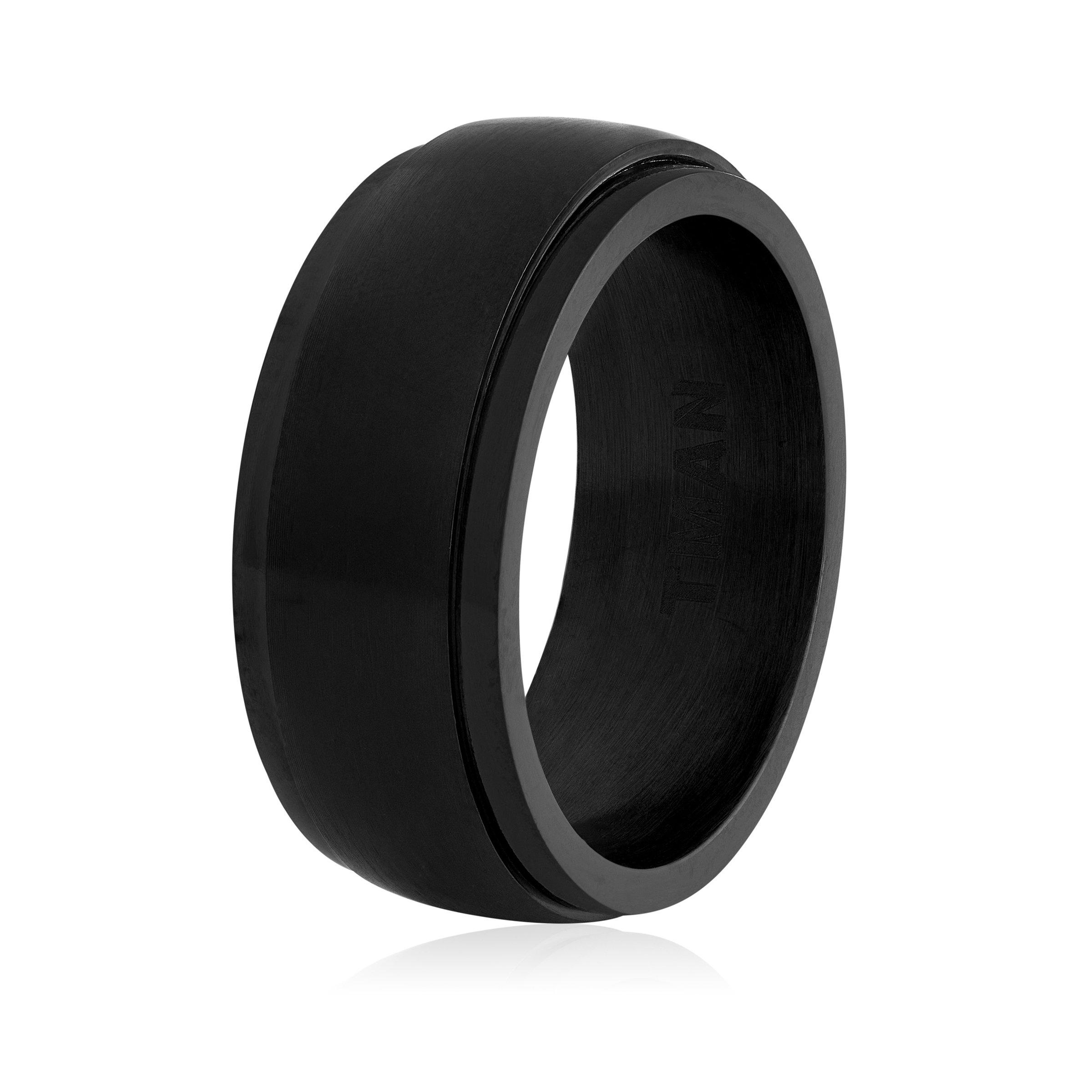 Black Matt and Shiny Spinner Ring (3105882) | Stainless Steel