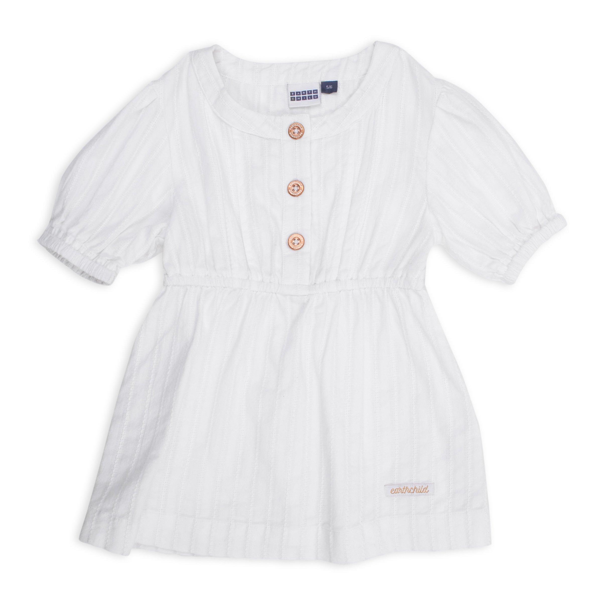 Kid Girl White Peasant Dress (3111038) | Earthchild