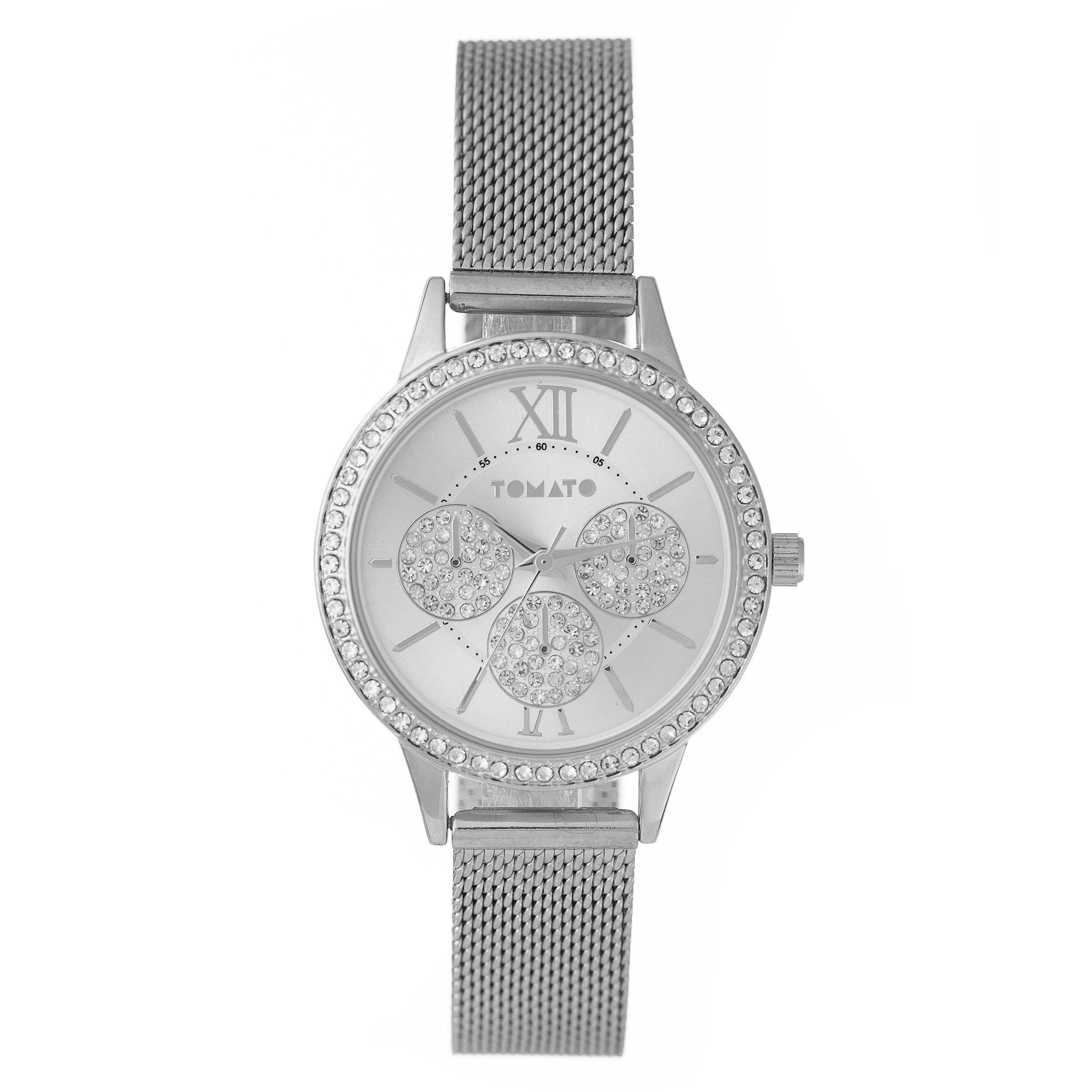 Silver Mesh Mini Dial Watch (3111437) | Tomato