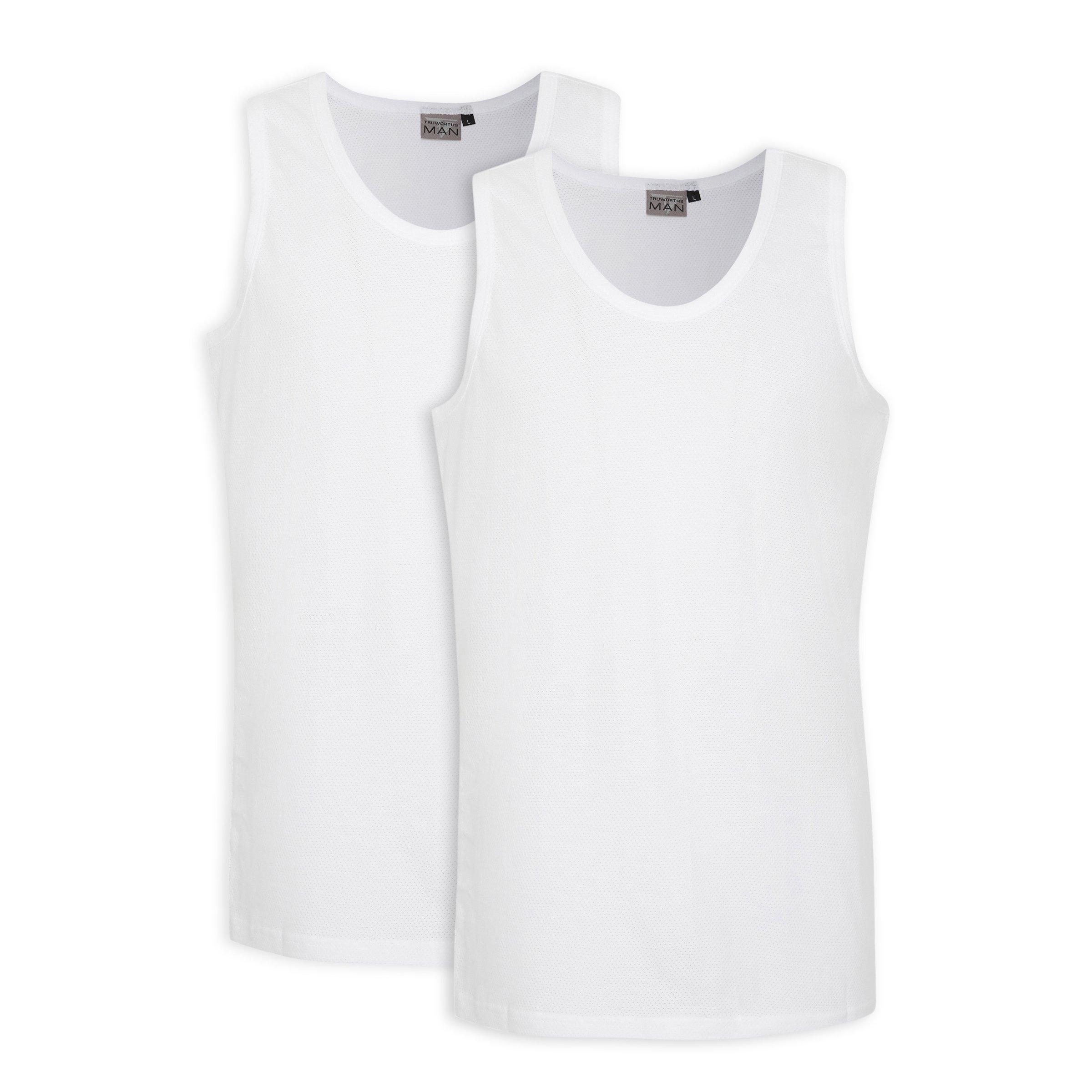 2-pack White Cellular Vests (3111660) | Truworths Man