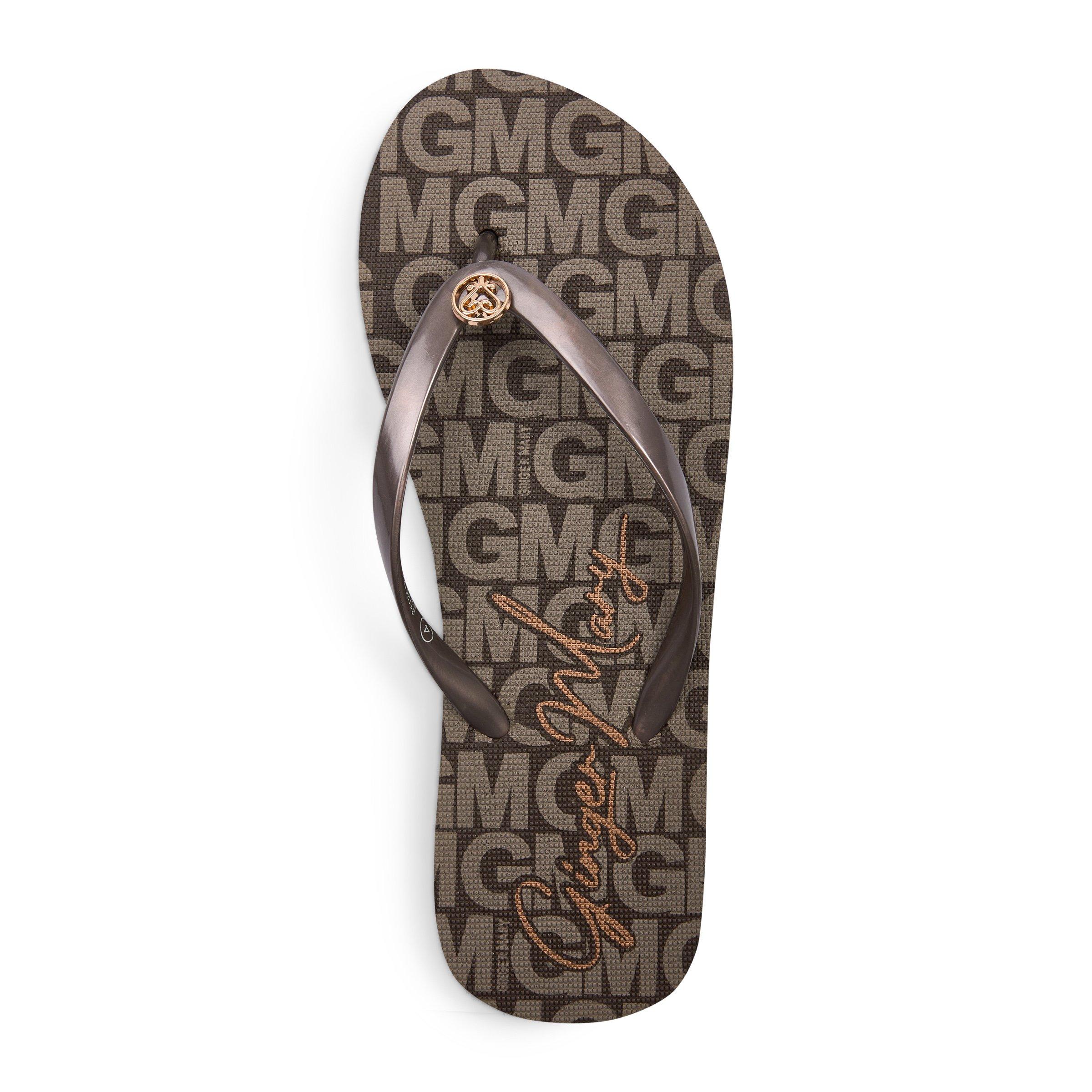 Brown Branded Flip Flops (3112517) | Ginger Mary