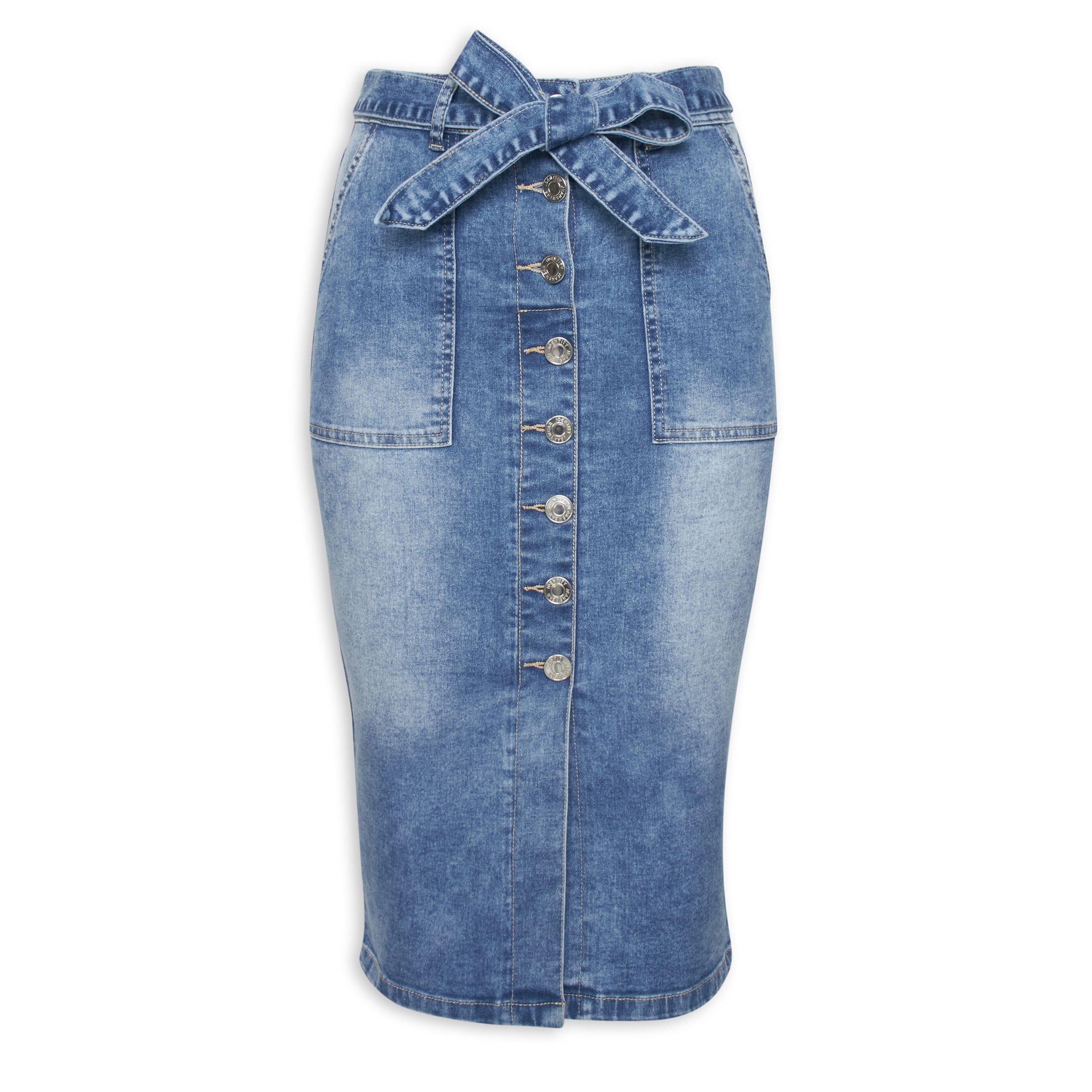 Indigo Button-through Denim Skirt (3114250) | Identity