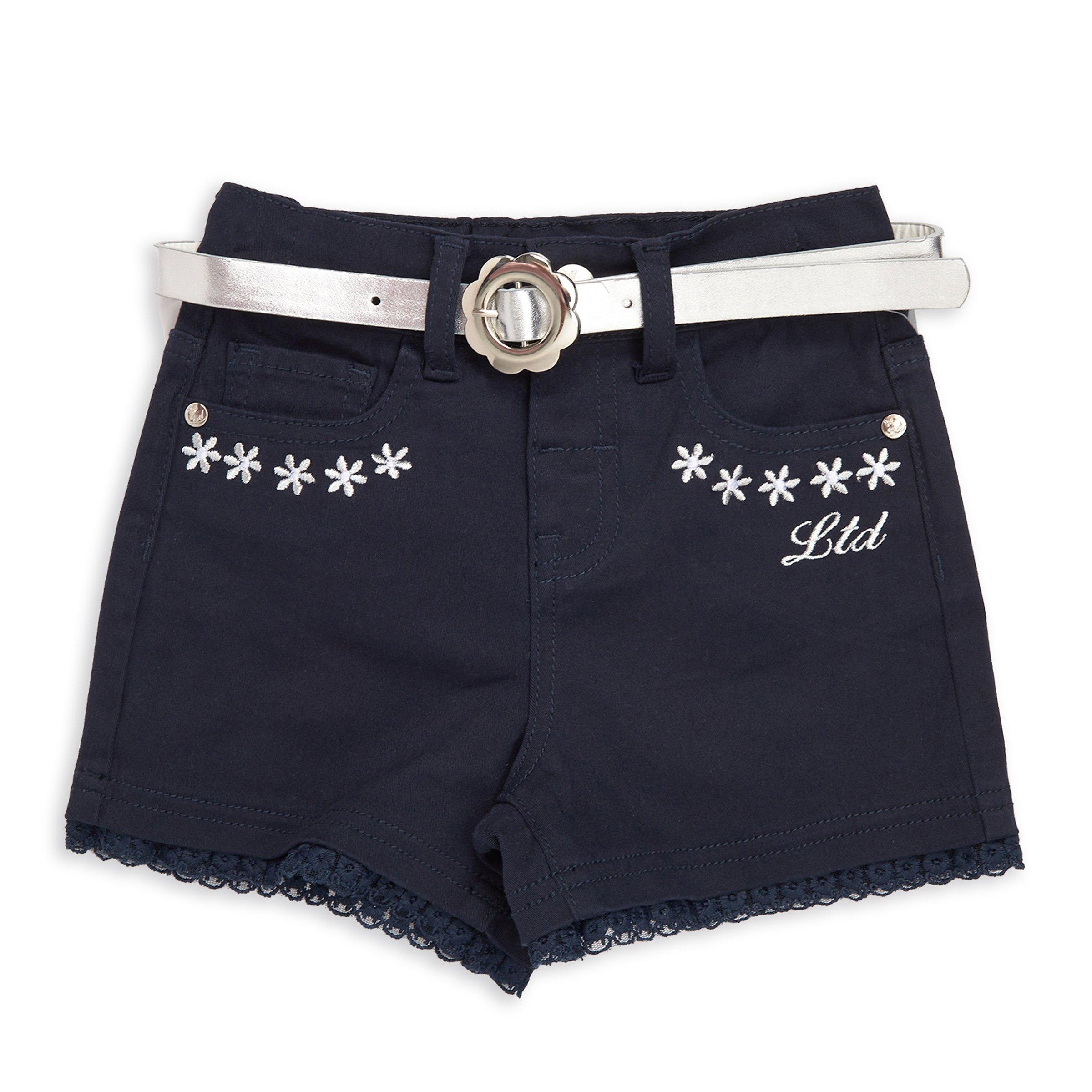 Kid Girl Navy Belted Shorts (3116898) | Max & Mia