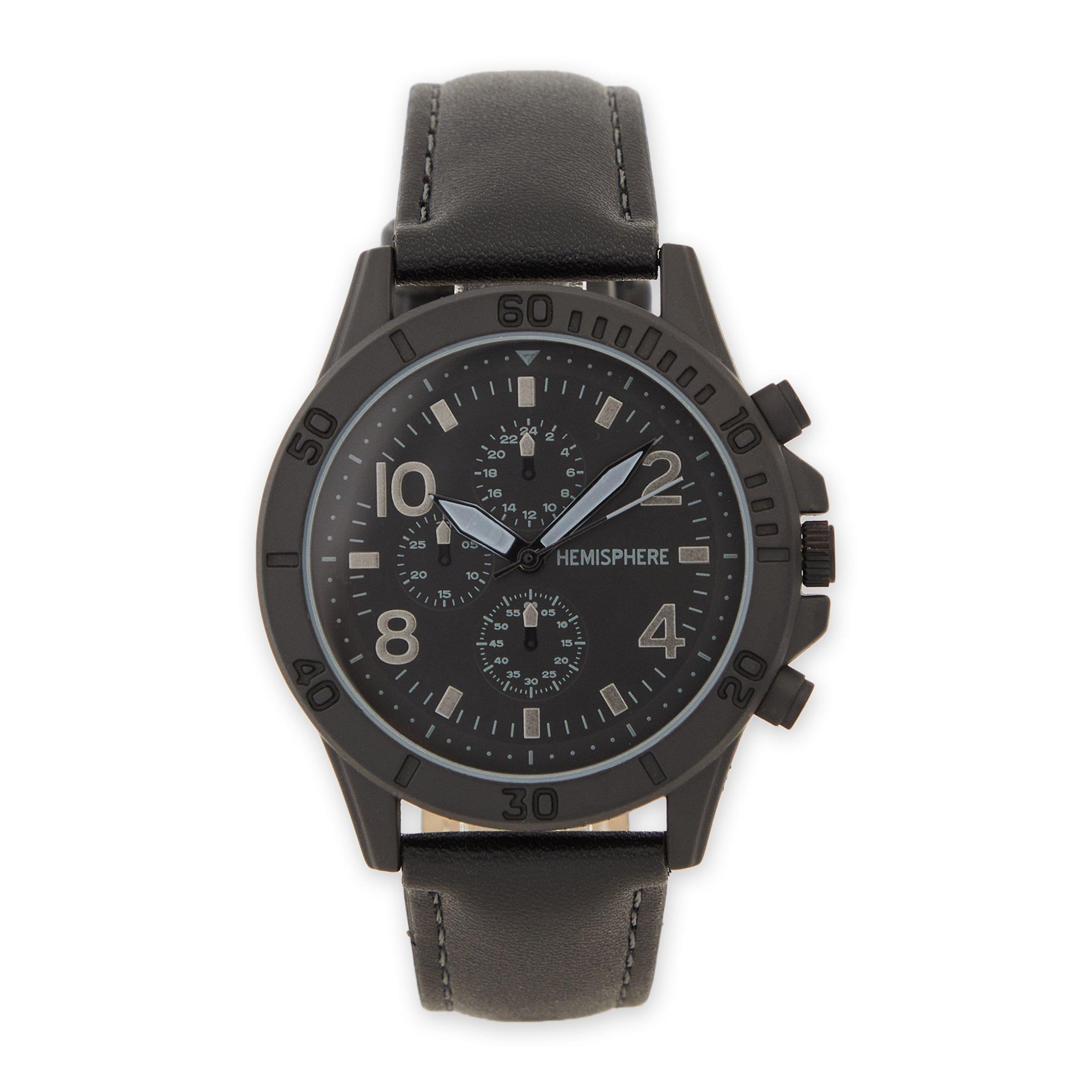 Black Dial PU Watch (3117475) | Hemisphere