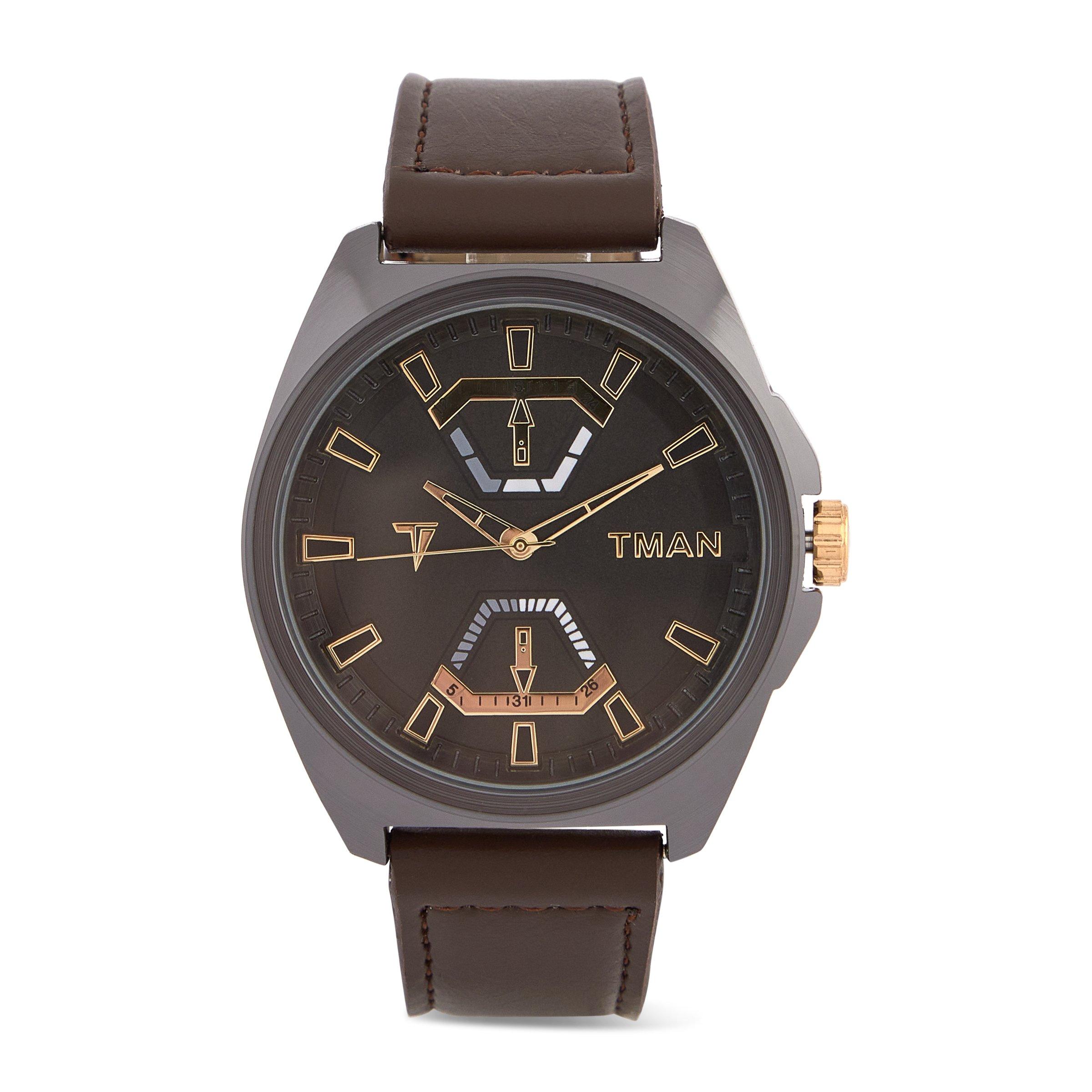 Black Dial with Choc PU Strap Watch (3118681) | Truworths Man