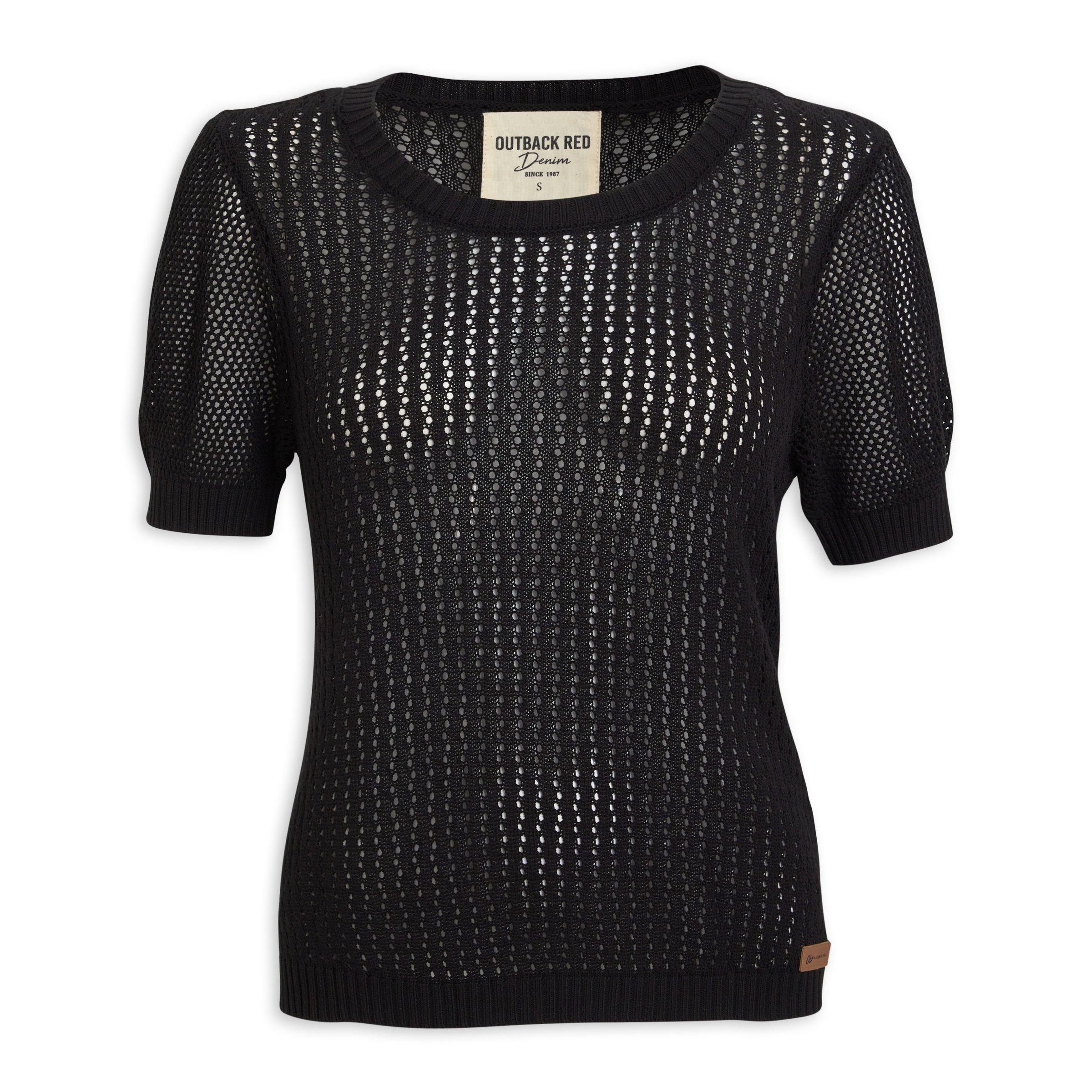Black Openwork Knit Top (3119280) | OUTBACK RED
