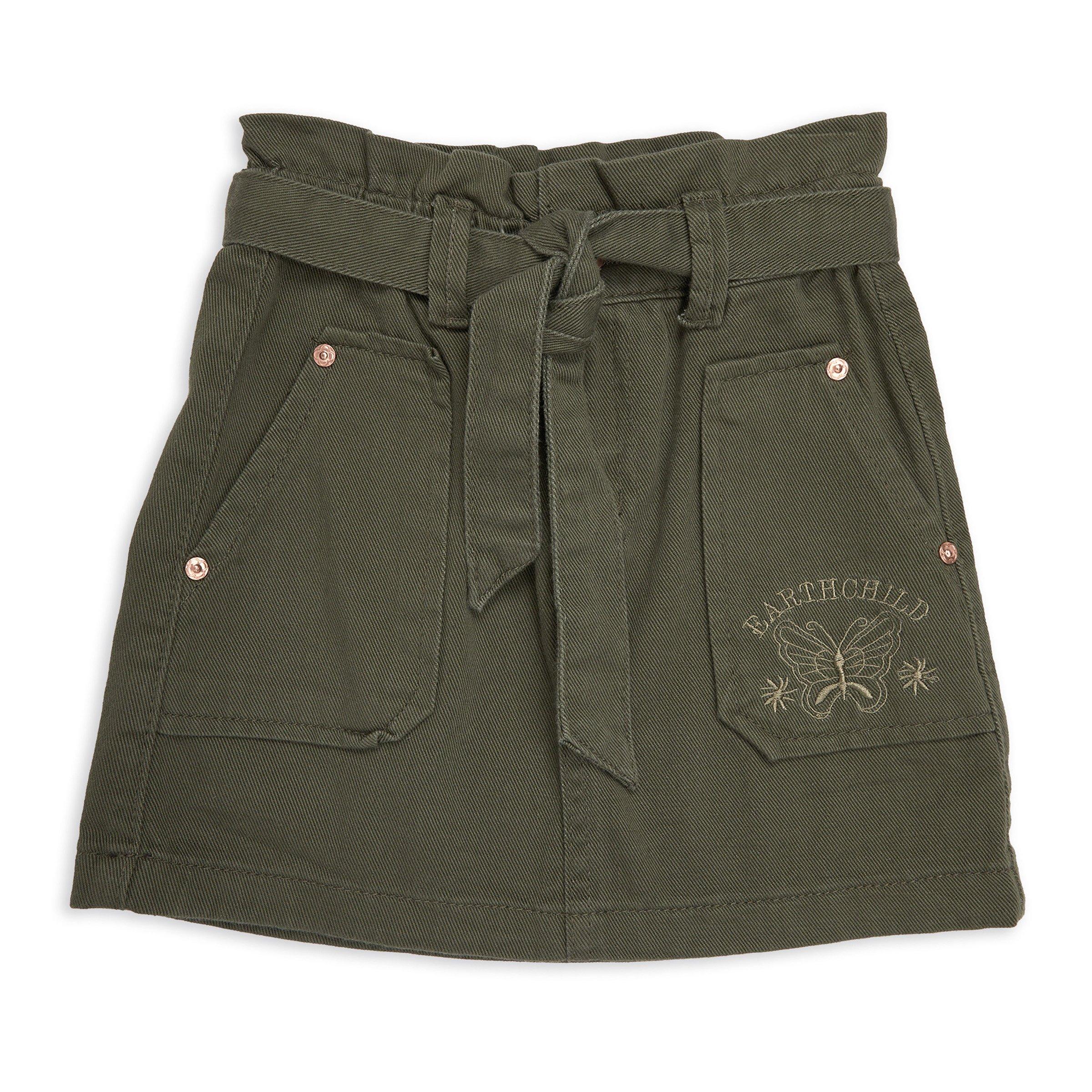 Kid Girl Green Belted Denim Skirt (3119941) | Earthchild